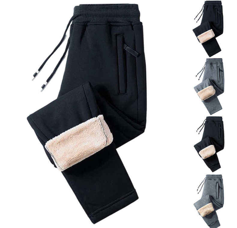 Mens Sherpa Fleece Lined Athletic Sweatpants Winter Warm Running Casual ...