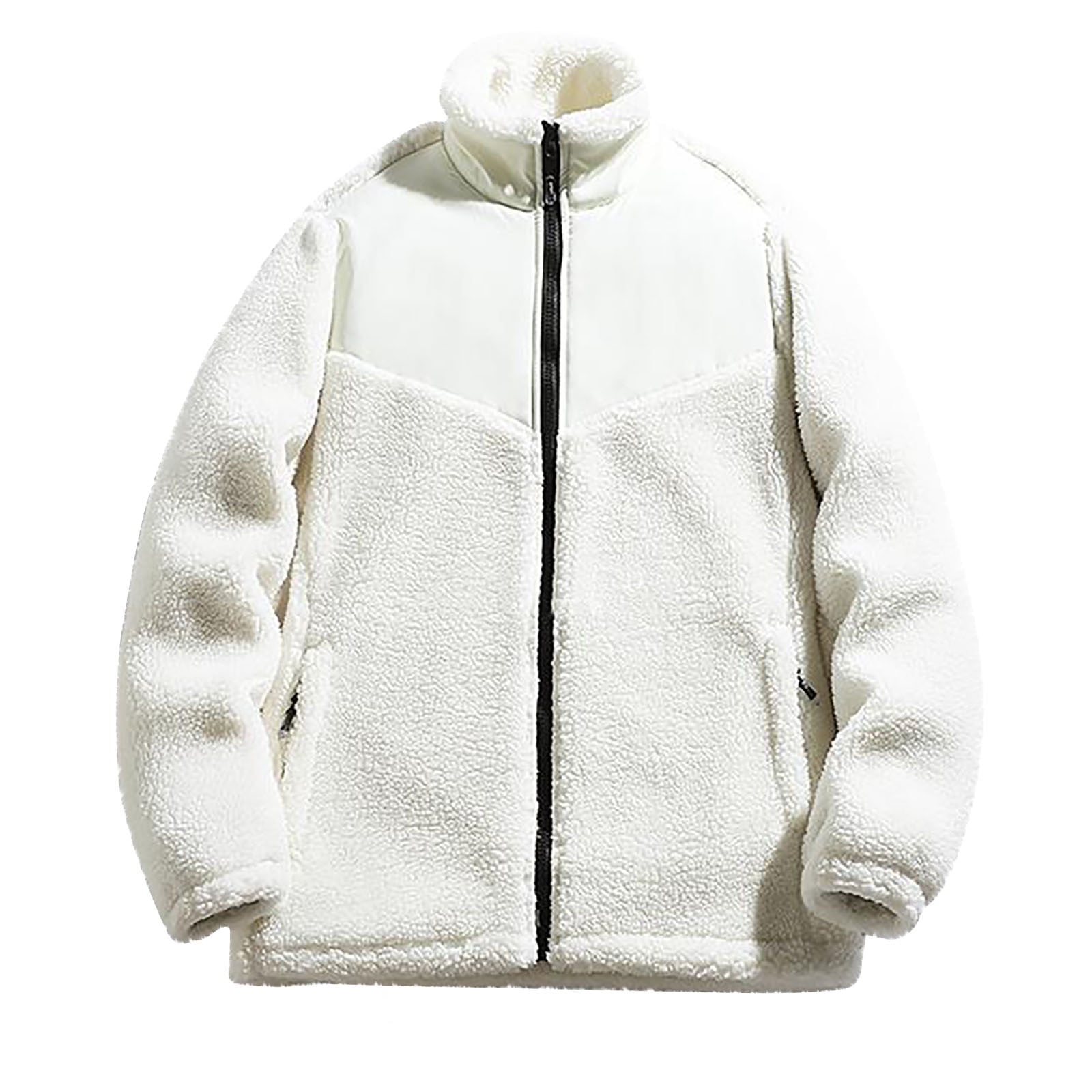 Mens Sherpa Jacket Winter Fuzzy Fleece Full Zip Coats for Men Stand ...