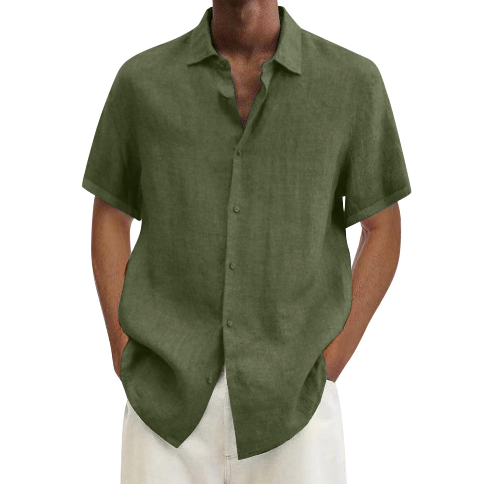 Mens Shirts Big And Tall Button Down Summer Hawaii Solid Short Sleeve ...