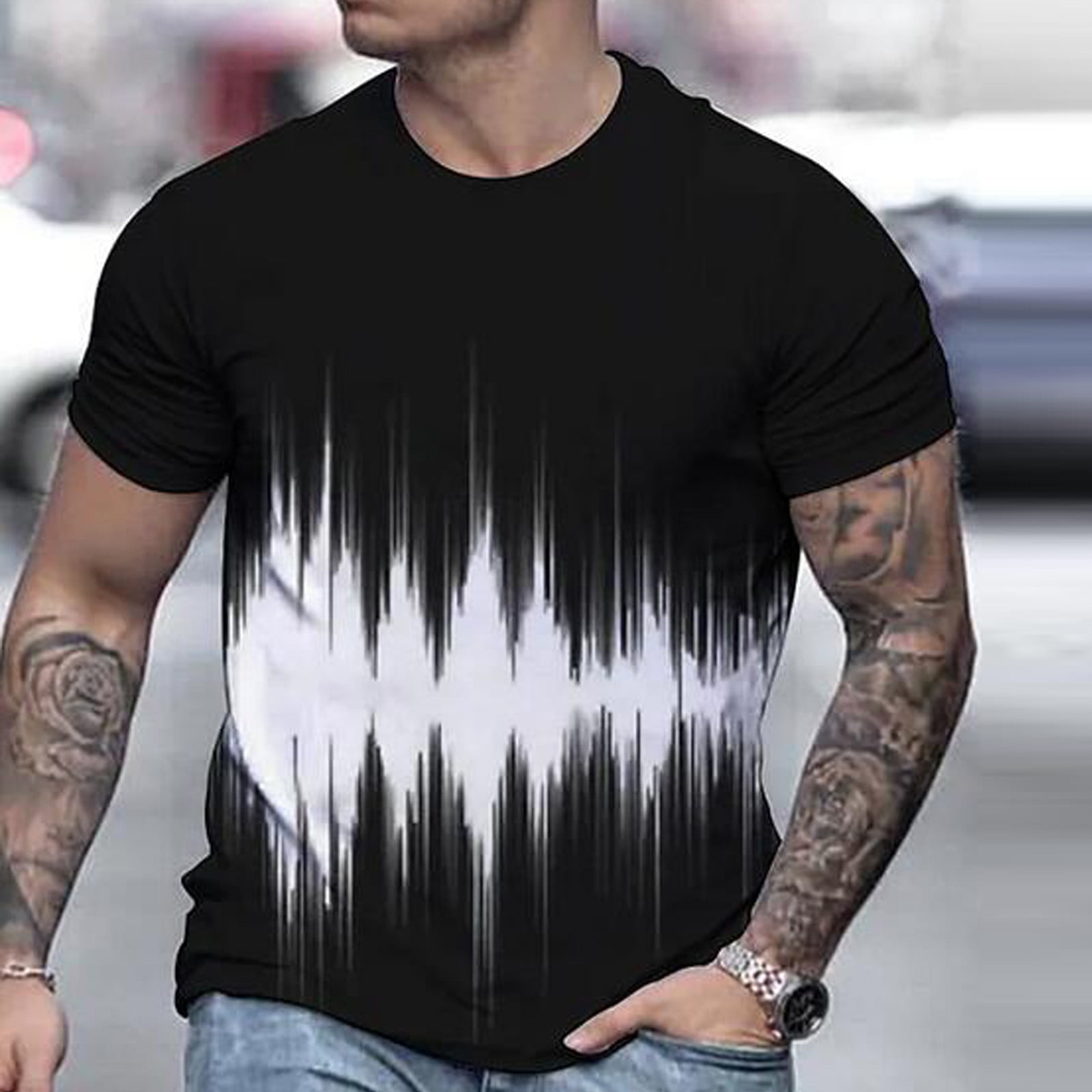 Mens Shirts Clearance Short Sleeve Round Neck Casual Pullover Print T ...