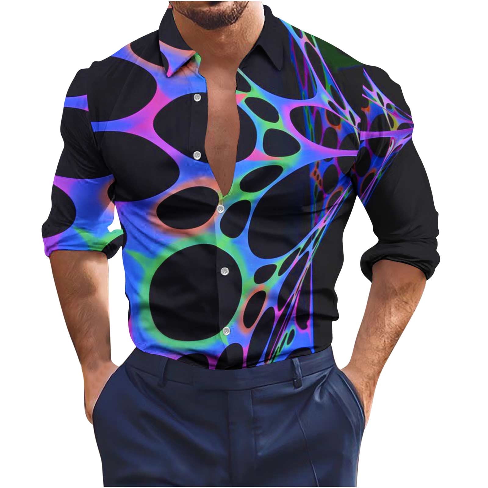 Mens Shirts Fashion Long Sleeve Digital Printing Shirts for Men Plus ...