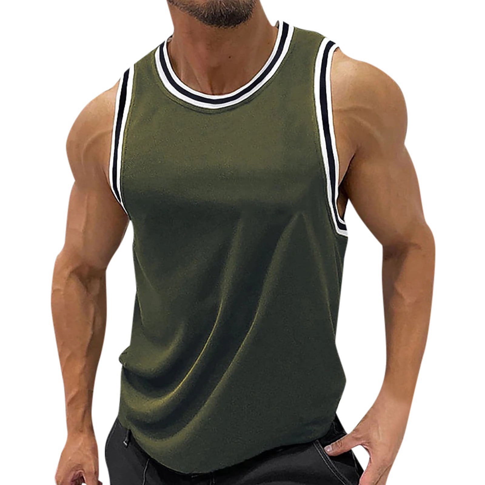 Mens Shirts,Hawaiian Shirt for Men,Male Summer Tank Tops Round Neck ...