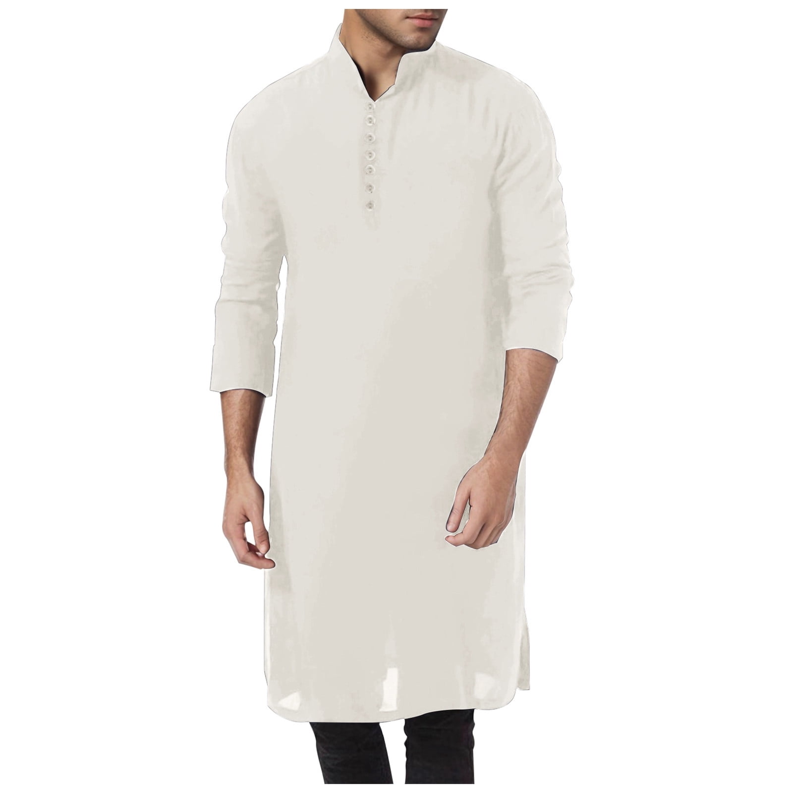 Mens Shirts Kaftan Abaya Dubai Robe Middle Eas Ethnic Kandoura Prayer ...