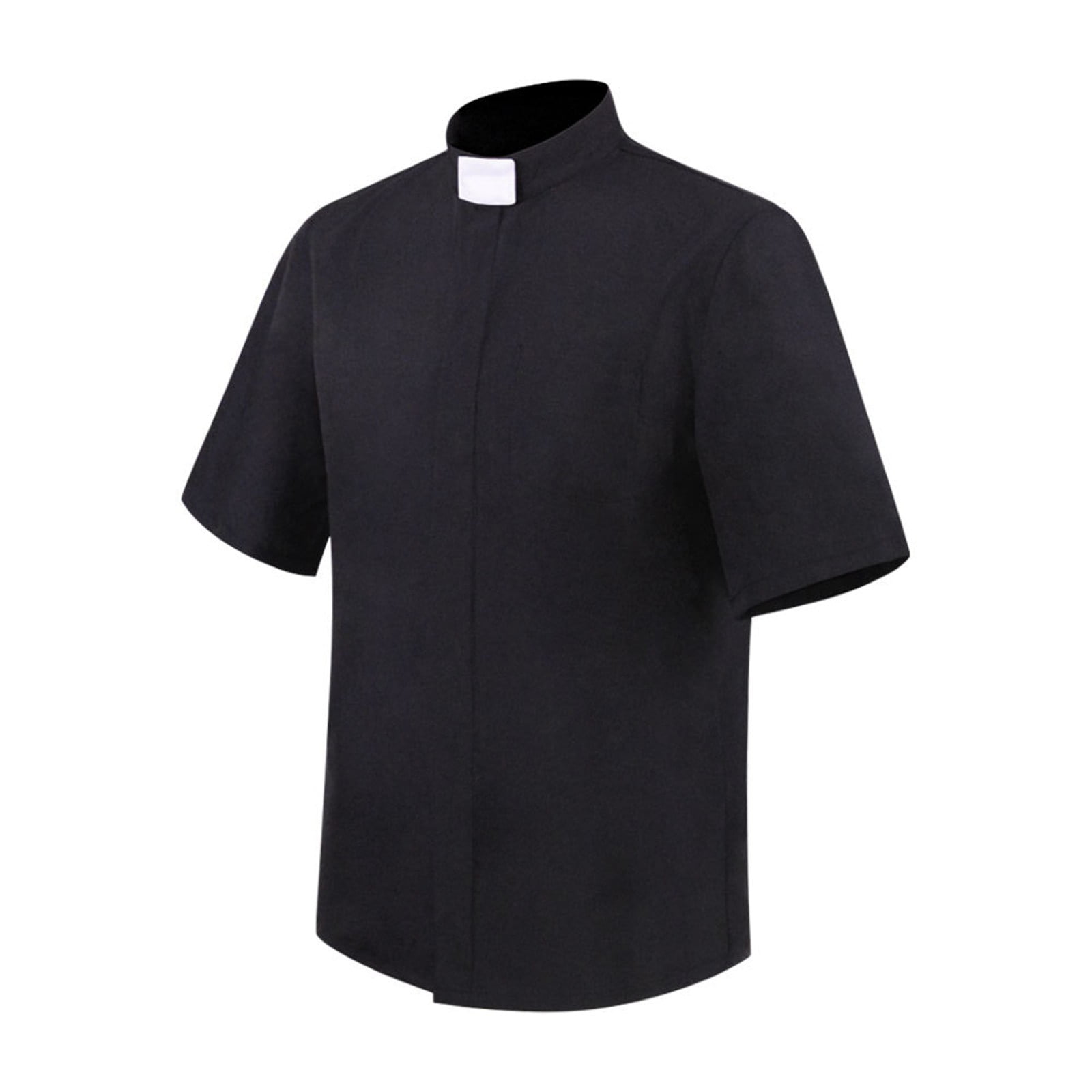 Mens Shirts Missionary Priest Priest Short Sleeve Black Shirt Casual ...