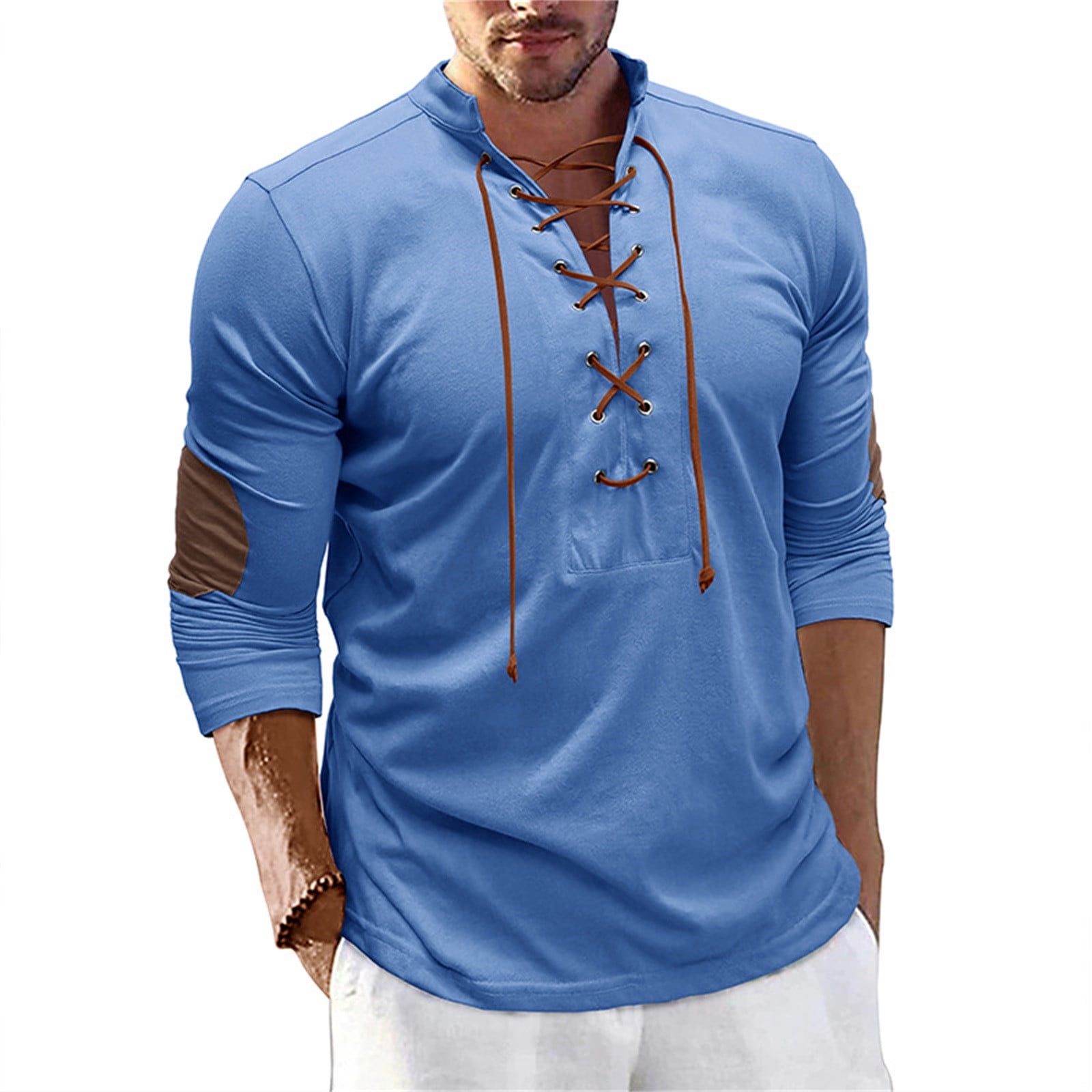 Mens Shirts Sawvnm Men's Top Up Stand Up Collar Retro Shirt Slim ...
