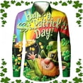 Mens Shirts St. Patrick's Day Digital Print Long Sleeve Button Top ...