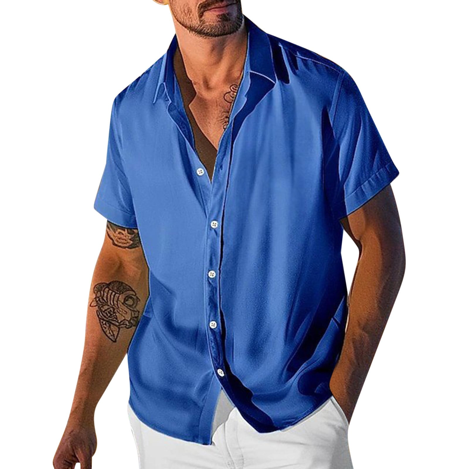 Mens Shirts Under $10 Casual Dress Shirt for Men Summer Plain Business ...