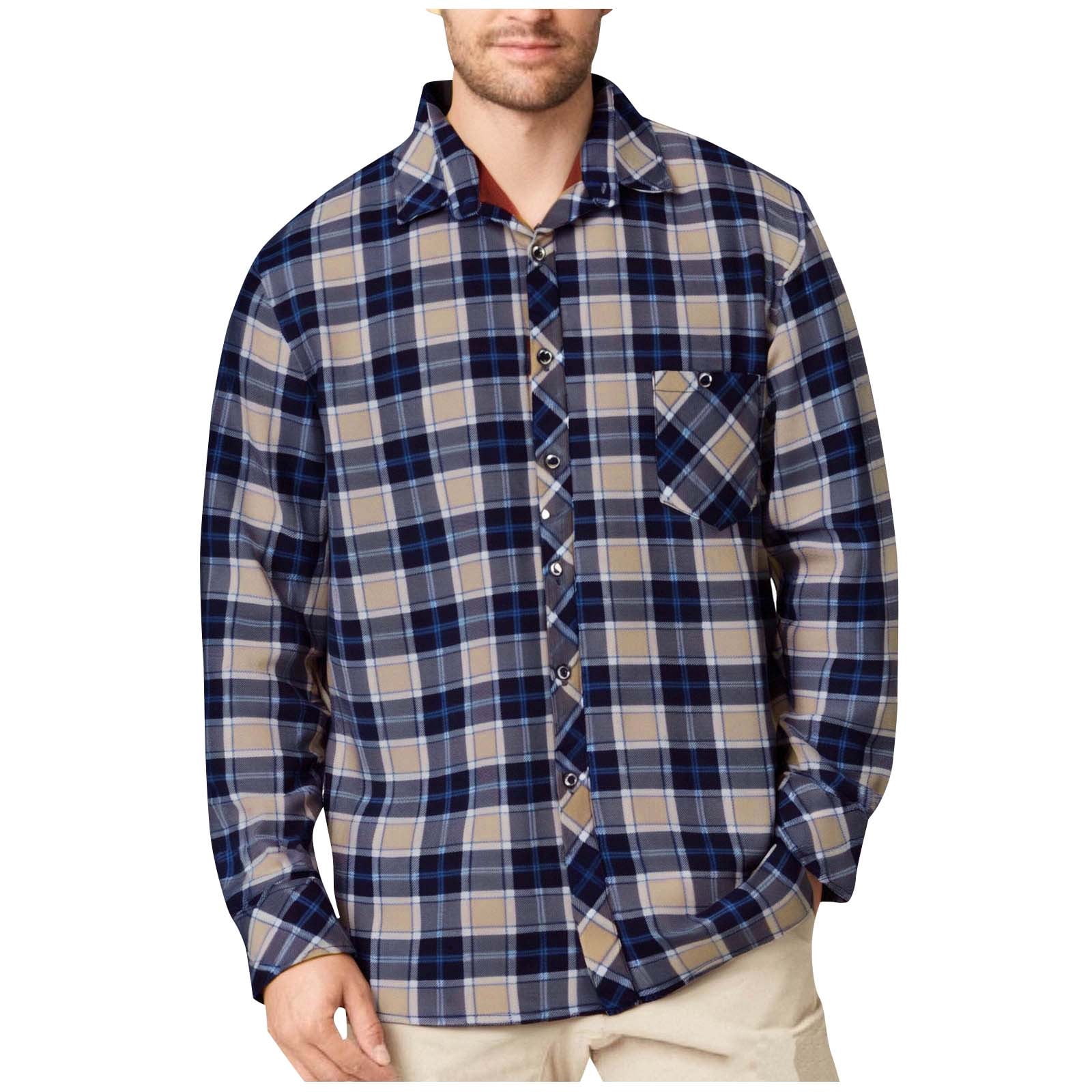 Mens Shirts Under $10 Flannel Plaid Shirt for Men Warm Sherpa Lined ...