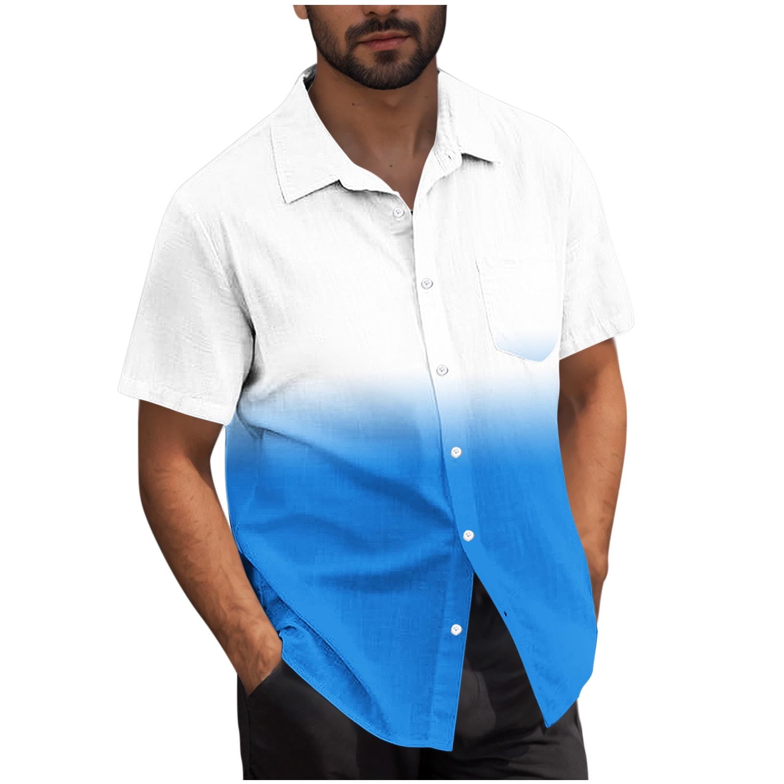 Mens Shirts Under $10 Men's Gradient Dress Shirts Short Sleeve Business ...