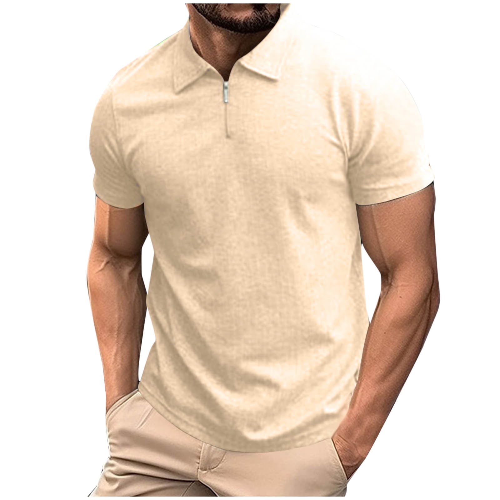 Mens Shirts Under $10 Men's Zipper Shirts Short Sleeve T Shirt Casual ...
