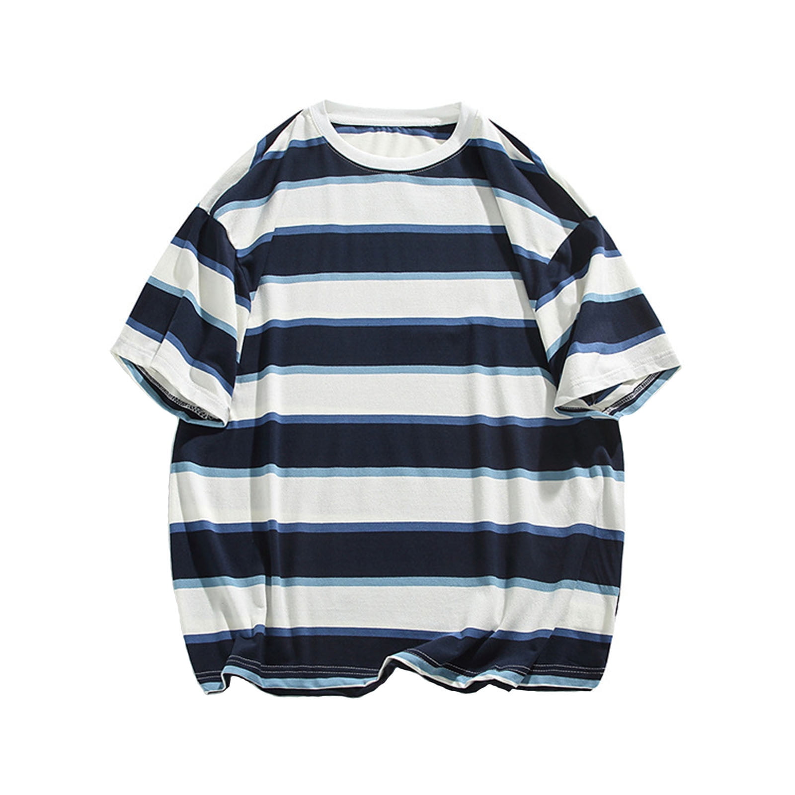 Mens Shirts Under $10 Vintage Color Block Striped Crewneck T-Shirts for ...
