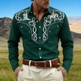 Mens Shirts Western Cowboys Theme Long Sleeve Button Lapel Top Casual ...