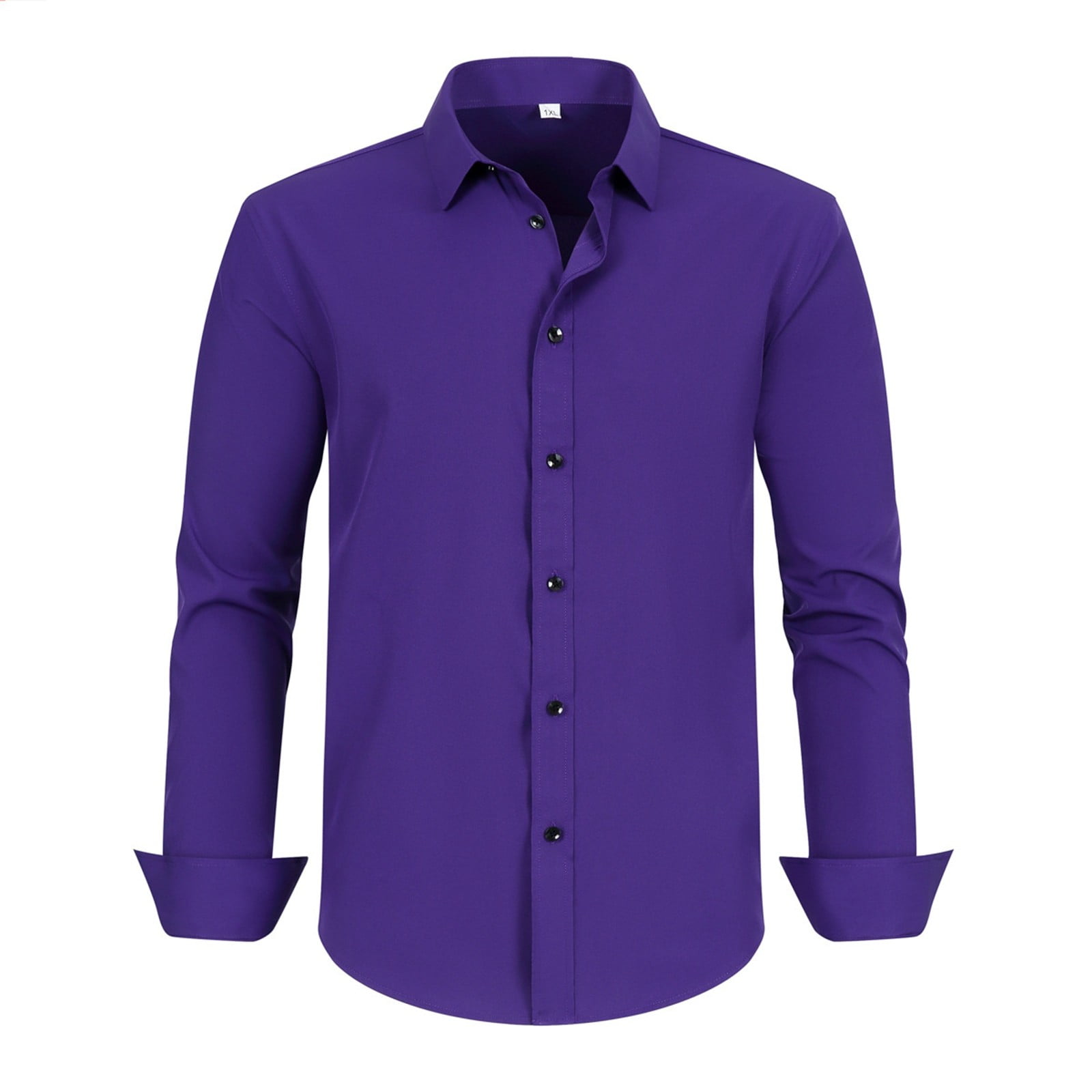 Mens Shirts Free Stretchy Long Sleeve Business Tops Button Down Plus ...