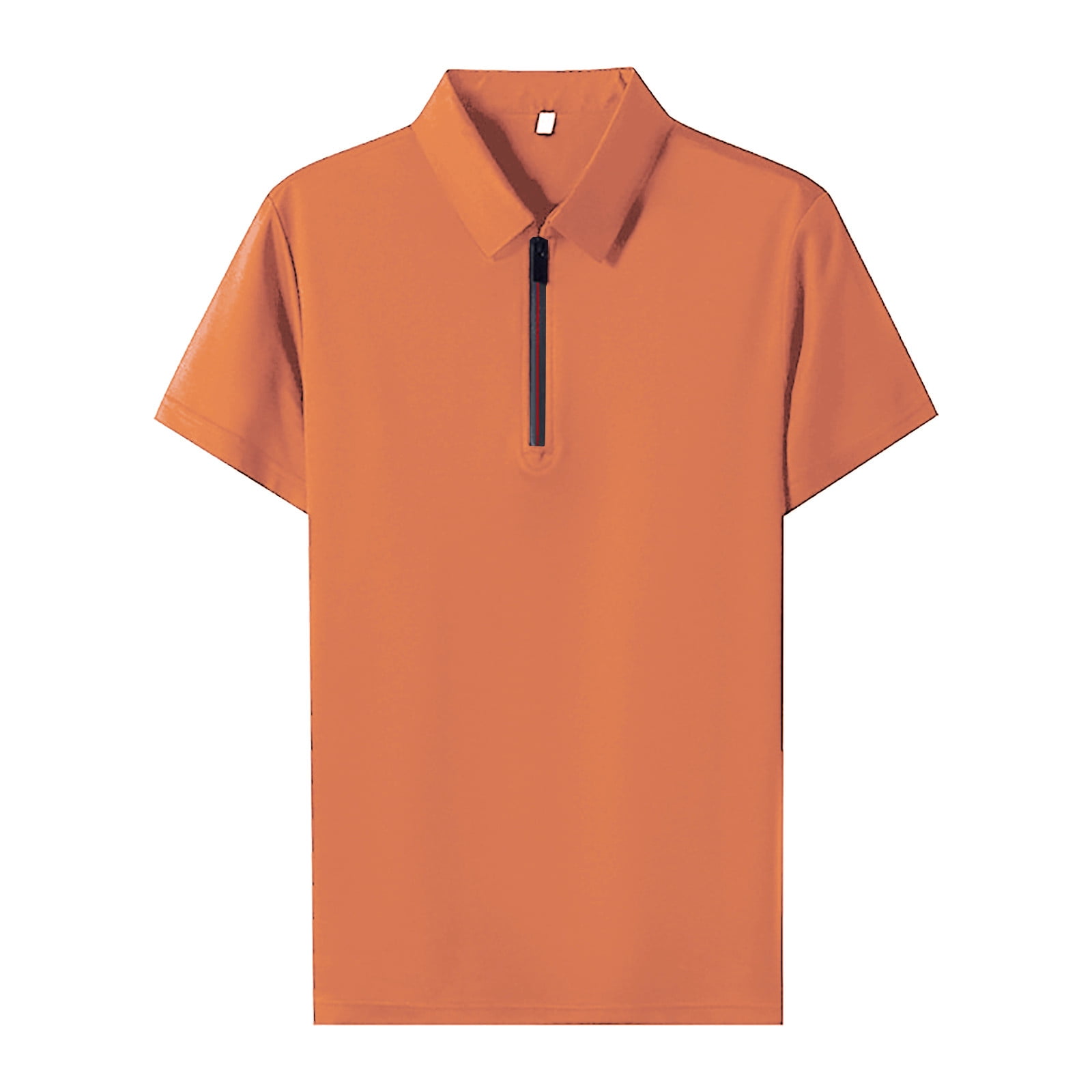 Mens Shirts Zipper Casual Quarter Zip Tee Vintage Short Sleeve Collared ...