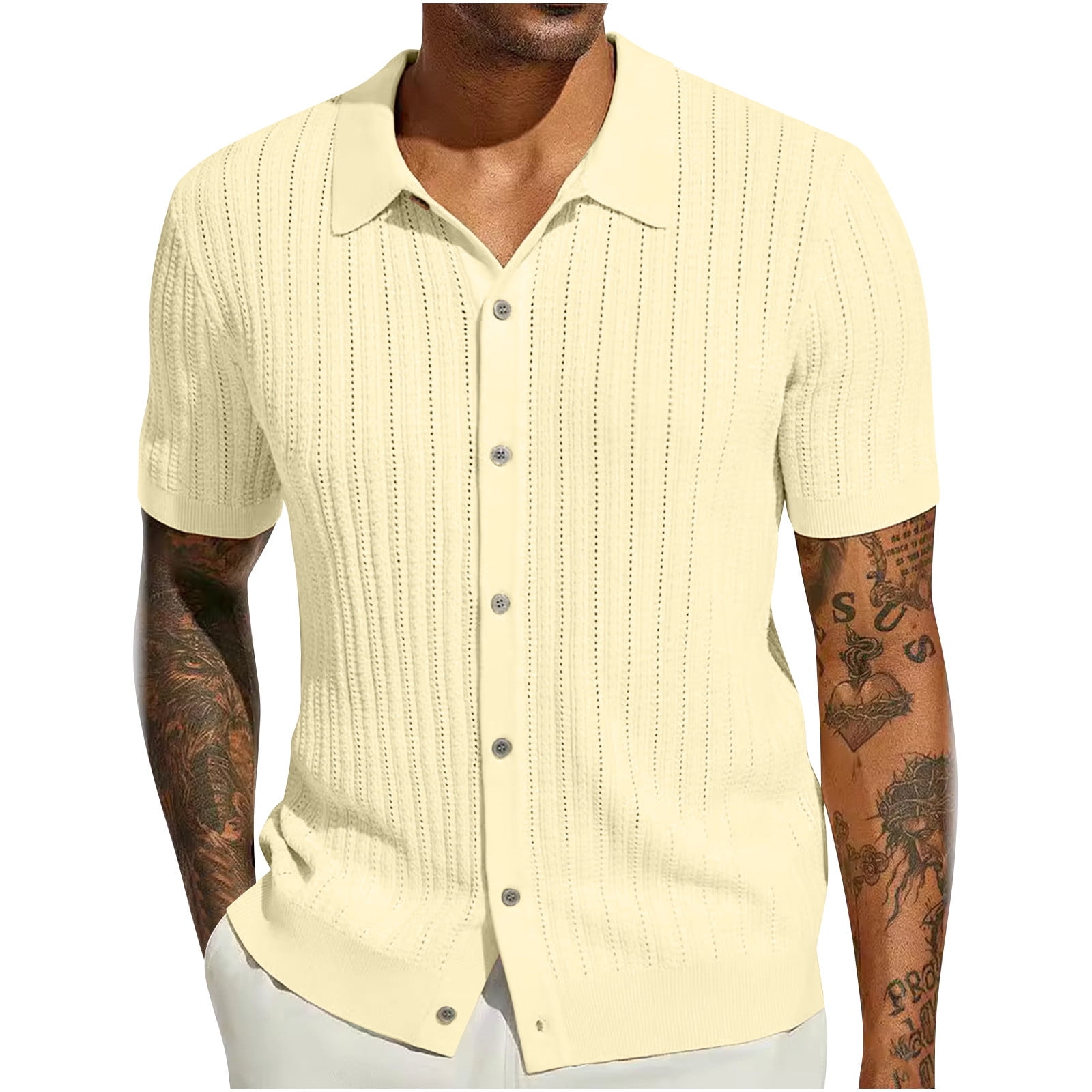 Mens Short Shorts Men'S Short Sleeve Turndown Collar Blouse Features: 1 ...