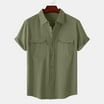 Men's Classic Short Sleeve Button-Up Shirt: Regular-fit, Casual Plaid, Double Pocket, Collared ...