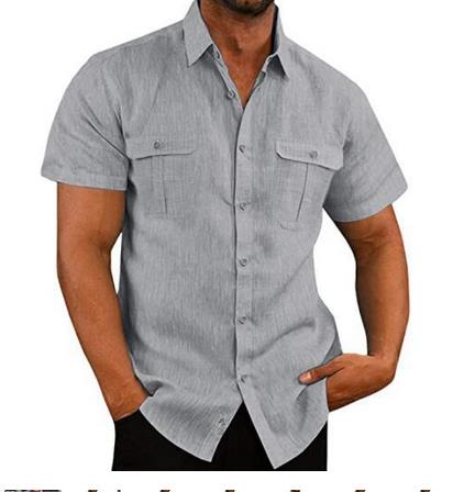 Mens Short Sleeve Classic Shirts Fishing Casual Regular-Fit Button-Up Collared Plaid Double ...