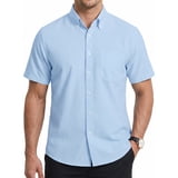 Mens Dress Shirts Light Blue Short Sleeve Shirt for Men Oxford Shirt ...
