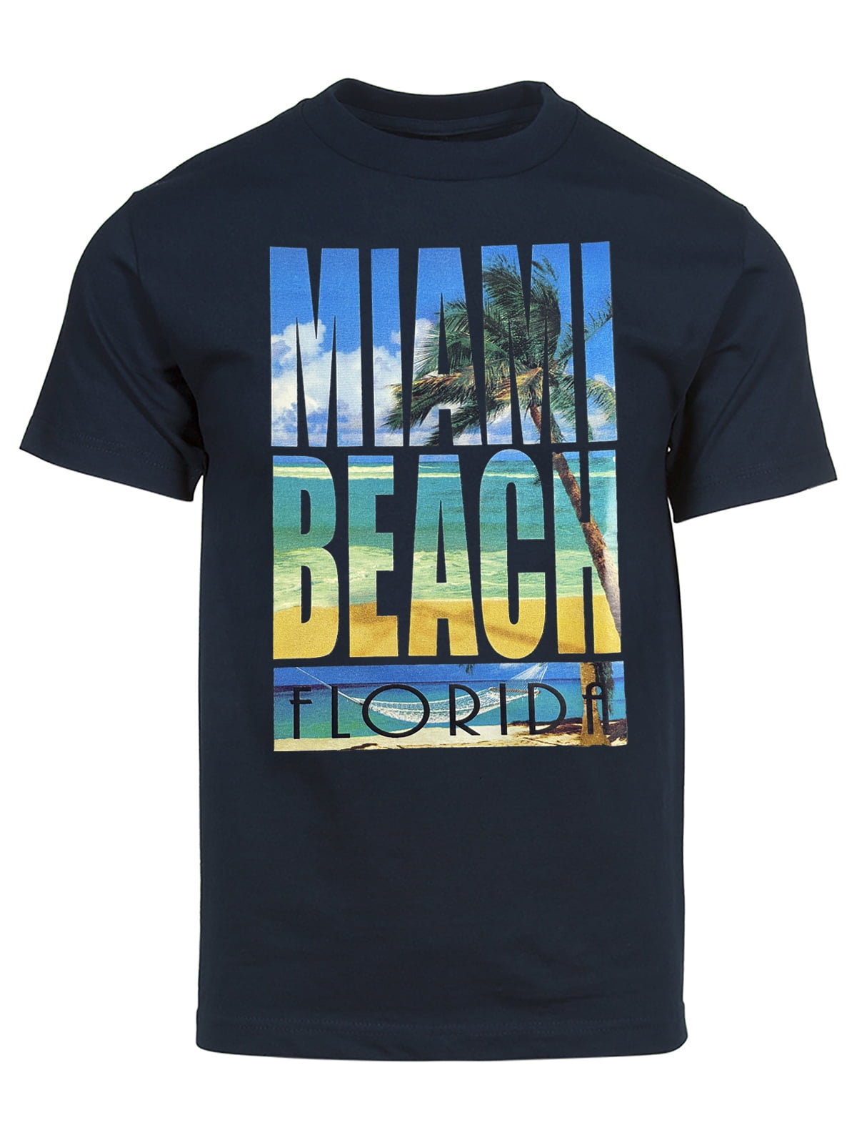 Mens Short-Sleeve Miami Beach Florida T-Shirt - Navy - Large - Walmart.com