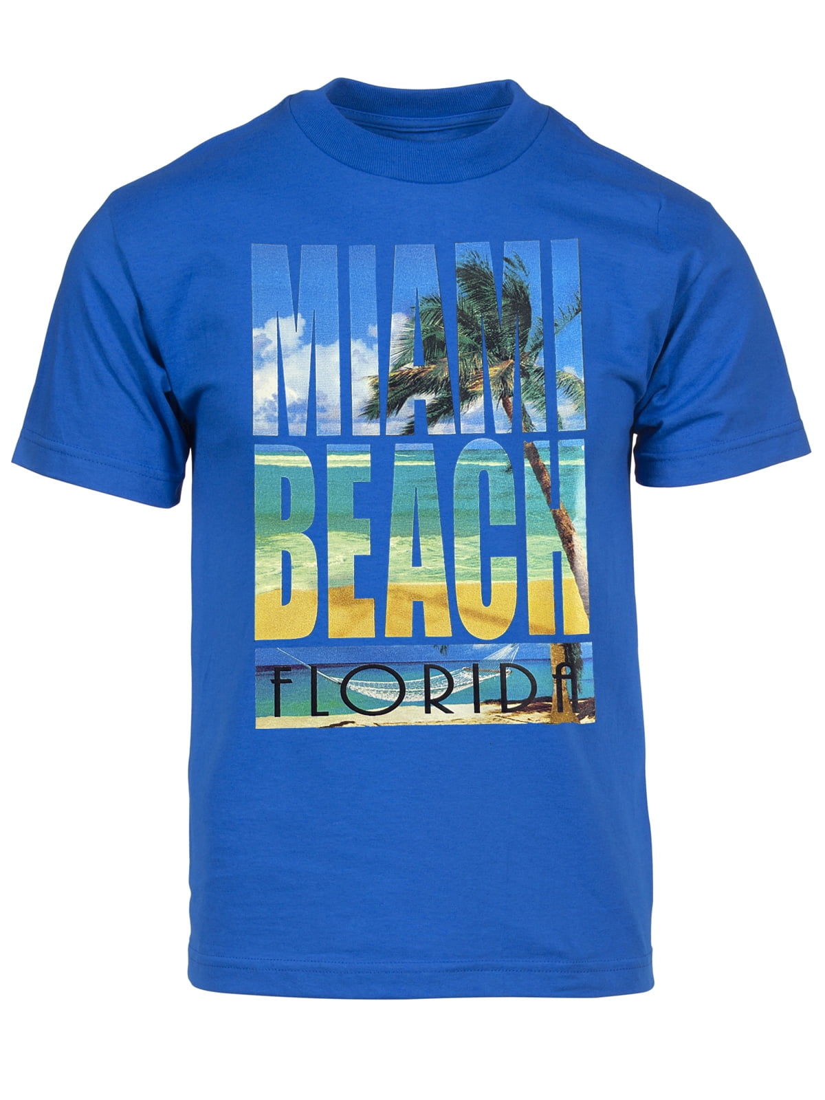 Mens Short-Sleeve Miami Beach Florida T-Shirt - Royal - Large - Walmart.com