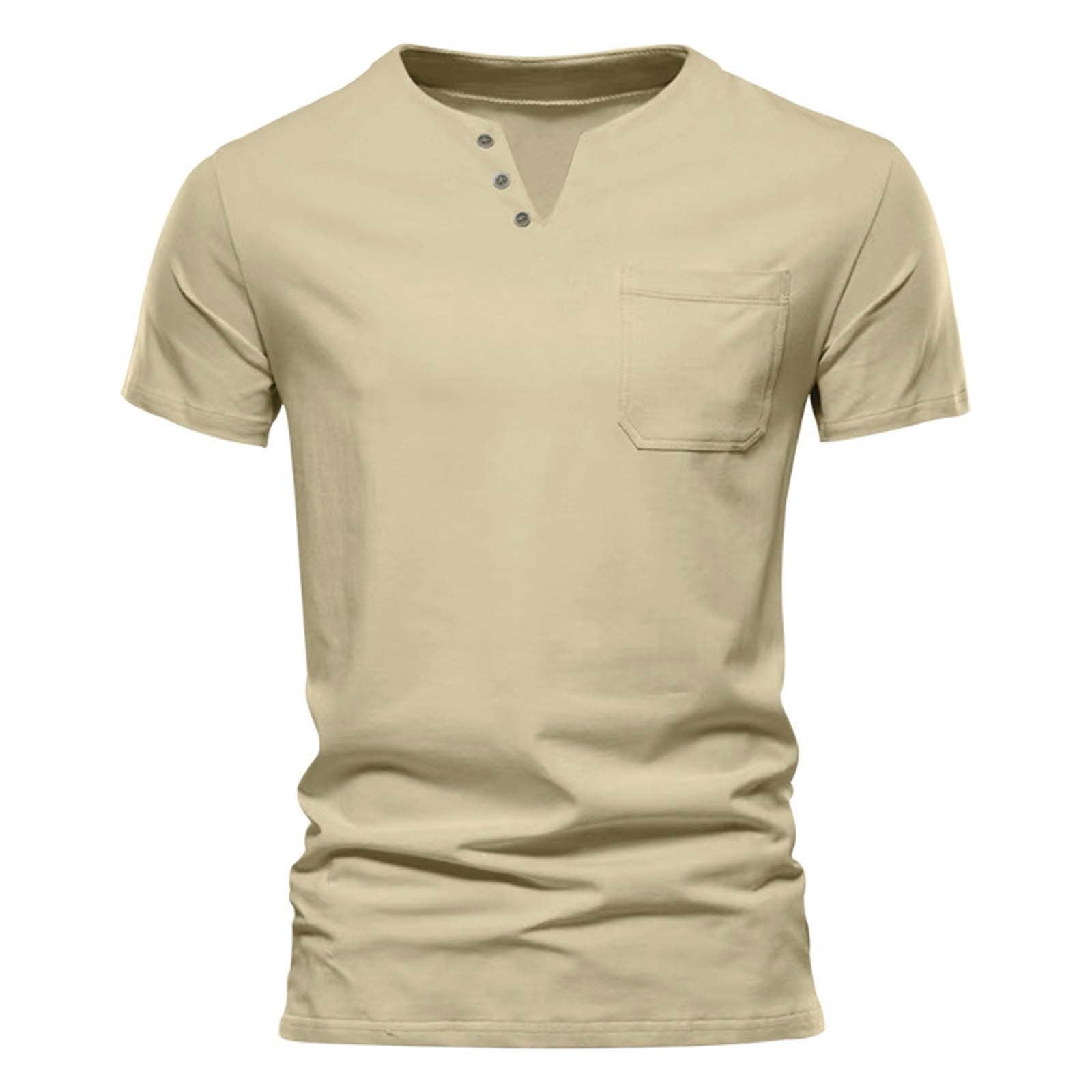 Mens Short Sleeve Shirts V Neck Button Casual Muscle Trendy Slim Fit ...