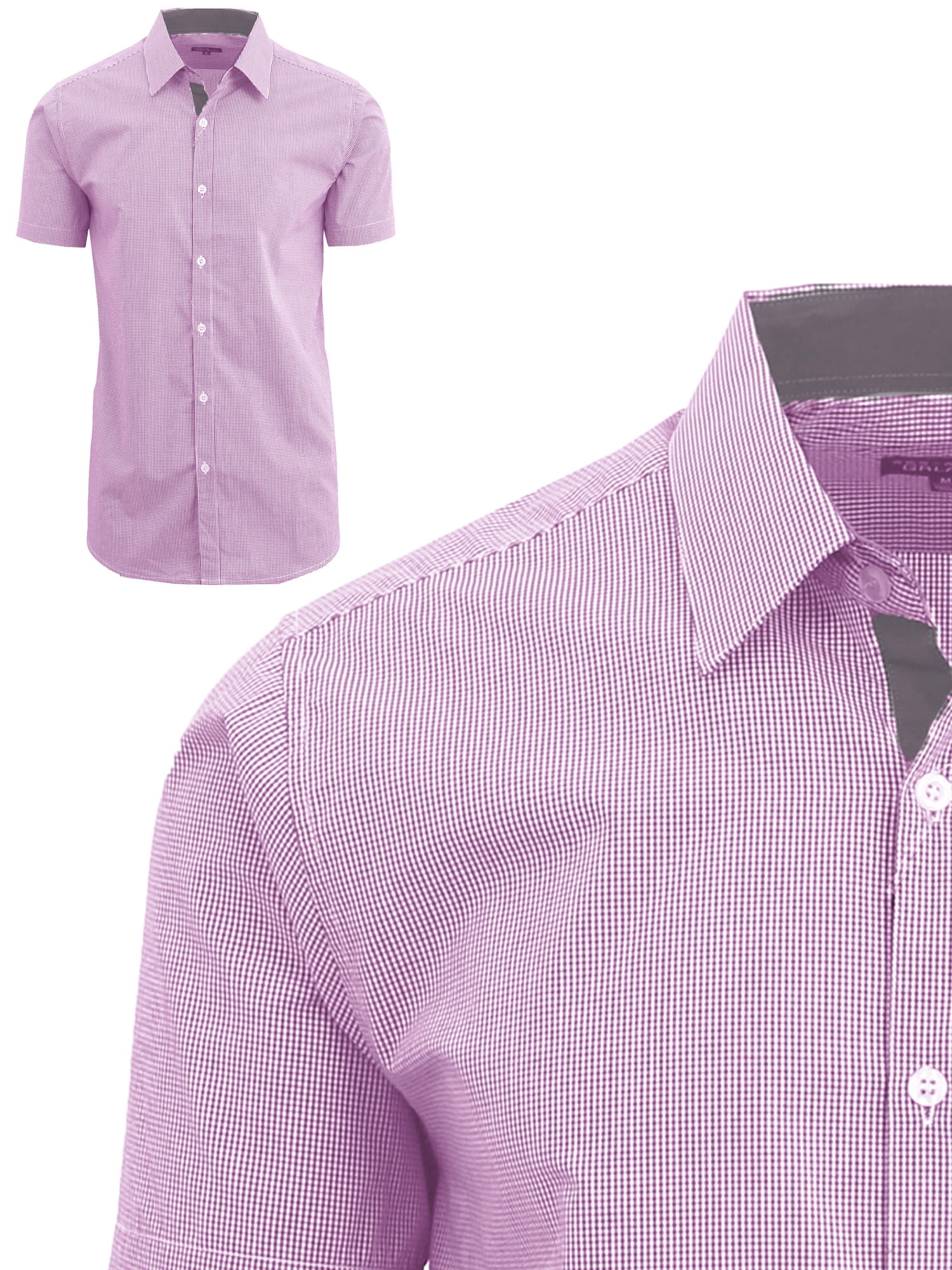 Mens Short Sleeve Slim Fit Dress Shirts - Walmart.com
