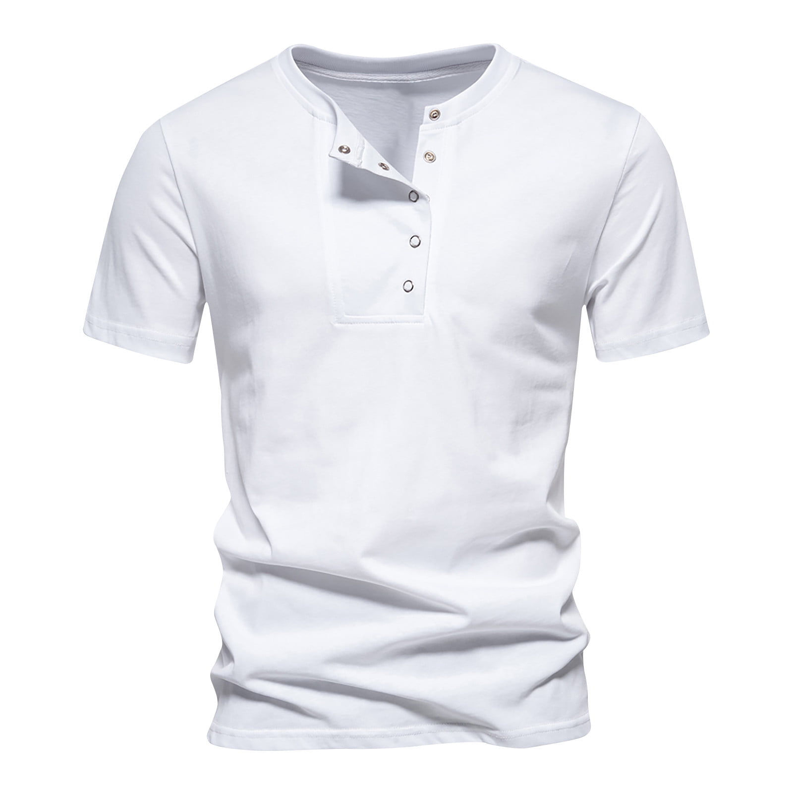 Mens Short Sleeve Tops Blouse for Man Boat Collared Neck Casual Plain ...