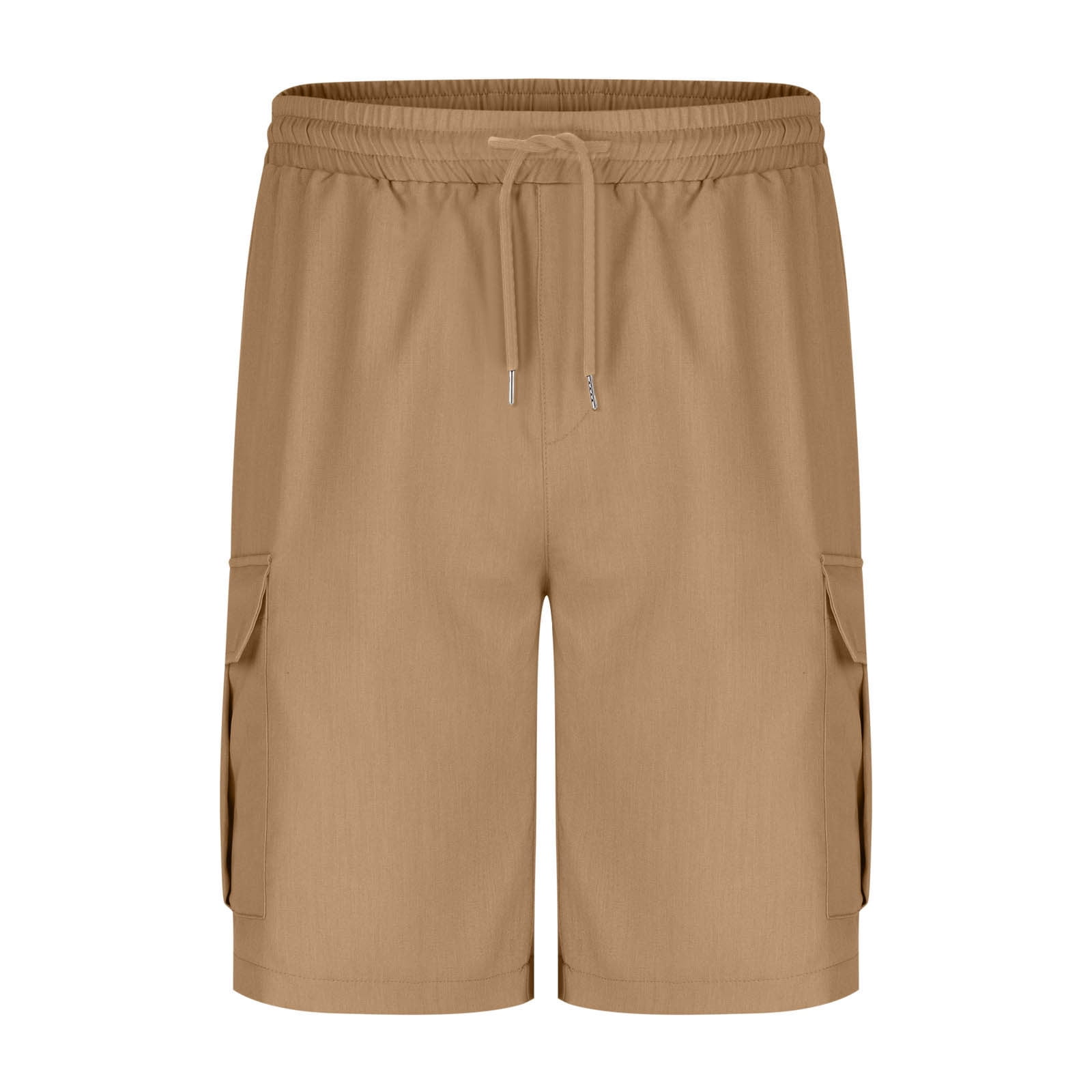 Mens Shorts Athletic Solid Color Drawstring Elastic Waist with Pockets ...