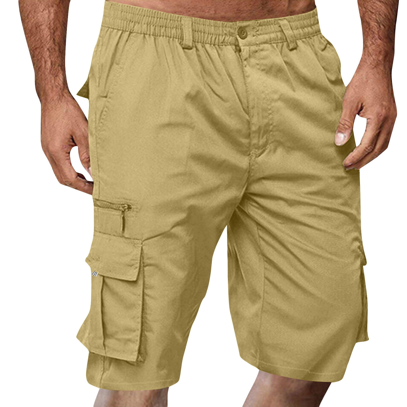 Mens Shorts Cargo, Elastic Waist Bermuda Shorts Summer Casual Loose Fit ...