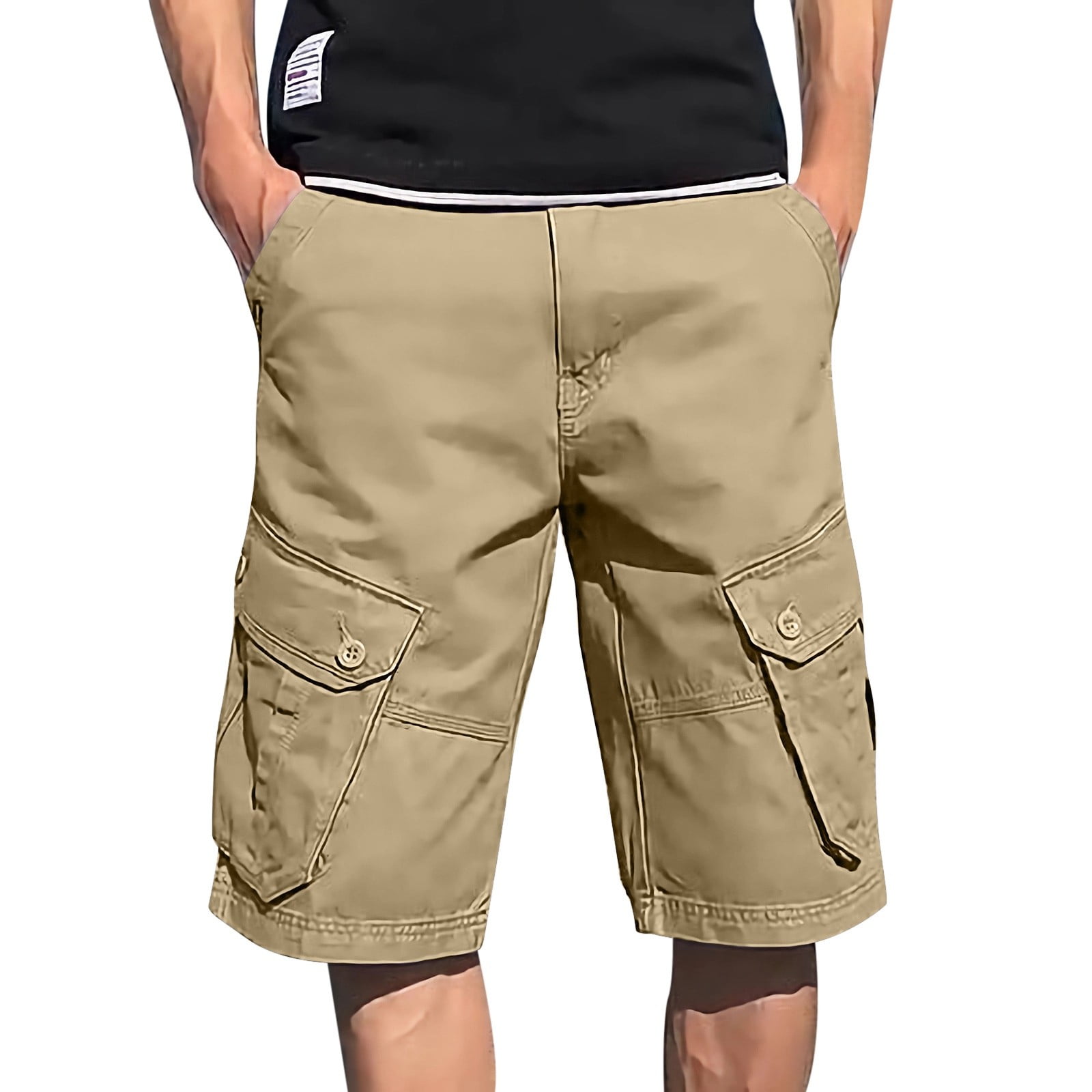 Mens Shorts Casual Male Cargo Shorts Loose Fit Pocket Outdoor Cargo ...