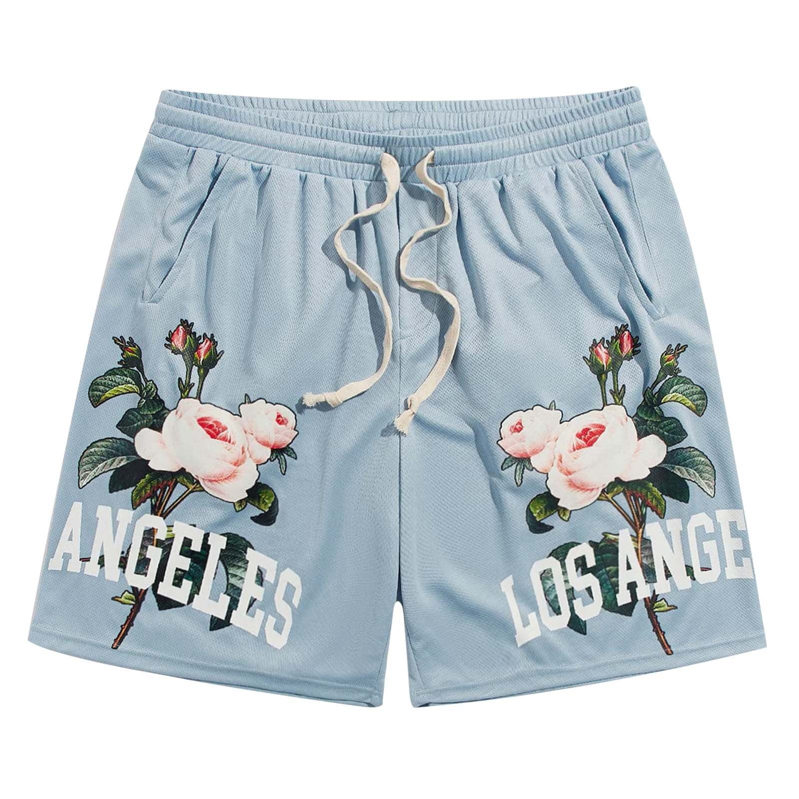 Mens Shorts Letter Graphic Track Shorts Drawstring Waist Summer Workout ...