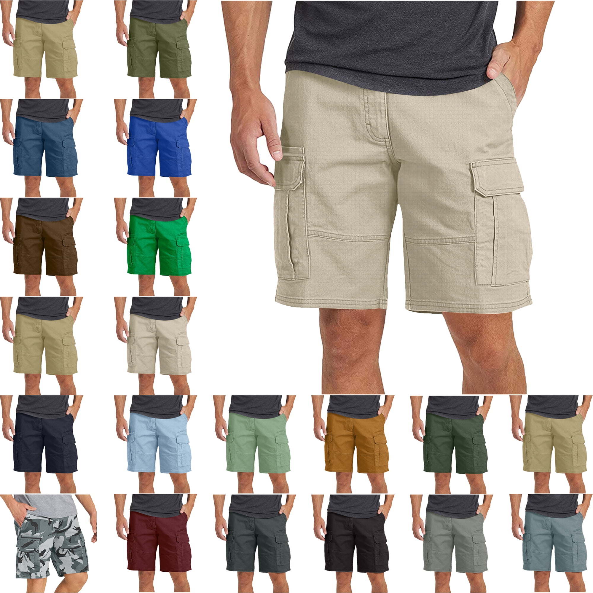 Mens Shorts Men's and Big Men's Stretch Cargo Shorts Solid Color ...