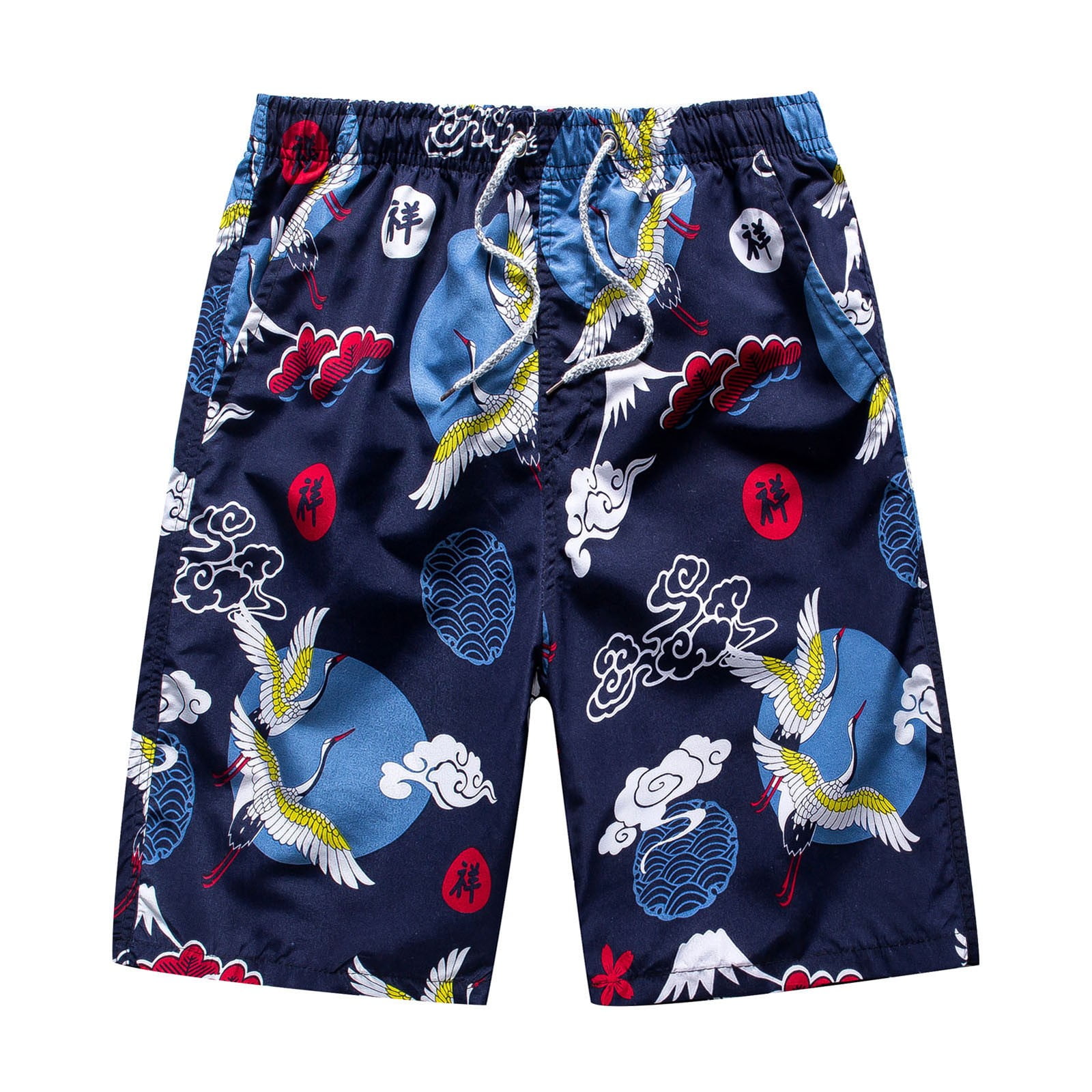 Mens Shorts Mid Waist Wide Leg Boxer Shorts Drawstring Elastic Gradient ...
