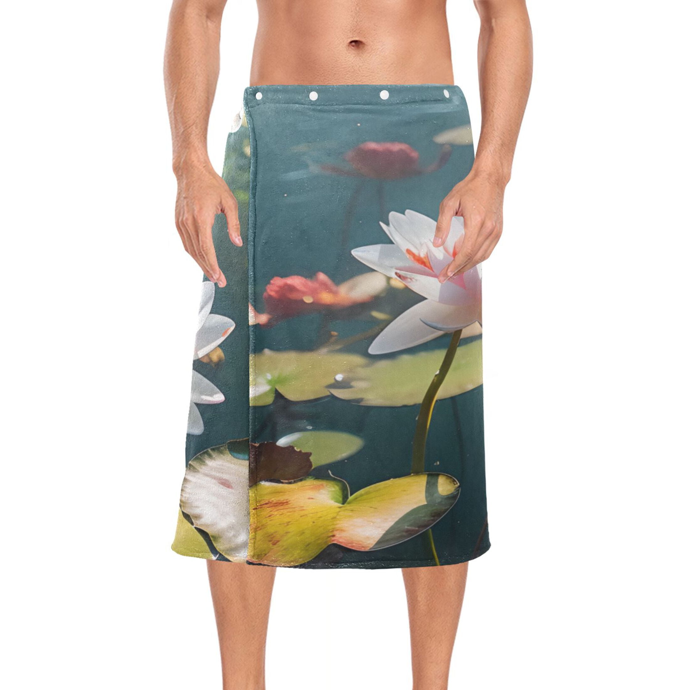 Mens Shower Wrap Adjustable Bath Wrap Towel 60”x28” Body Towels for Gym ...