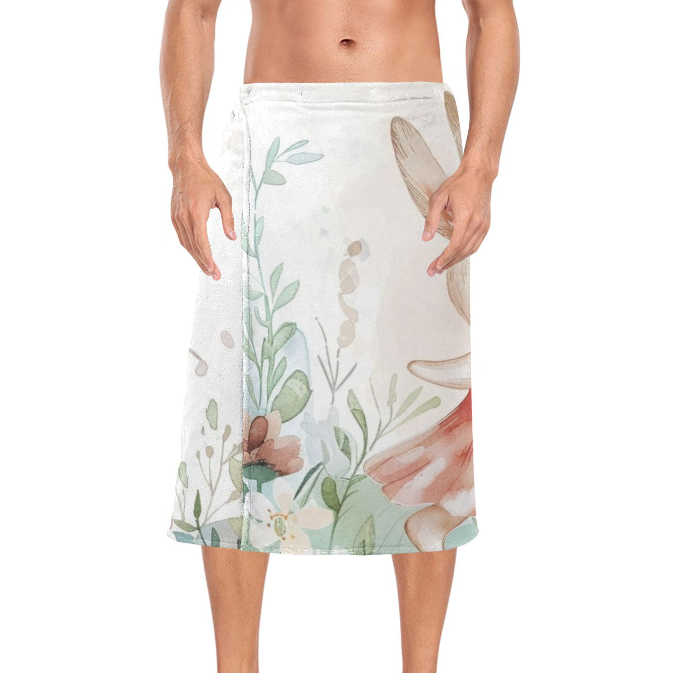 Mens Shower Wrap Adjustable Bath Wrap Towel 60”x28” Body Towels for Gym ...