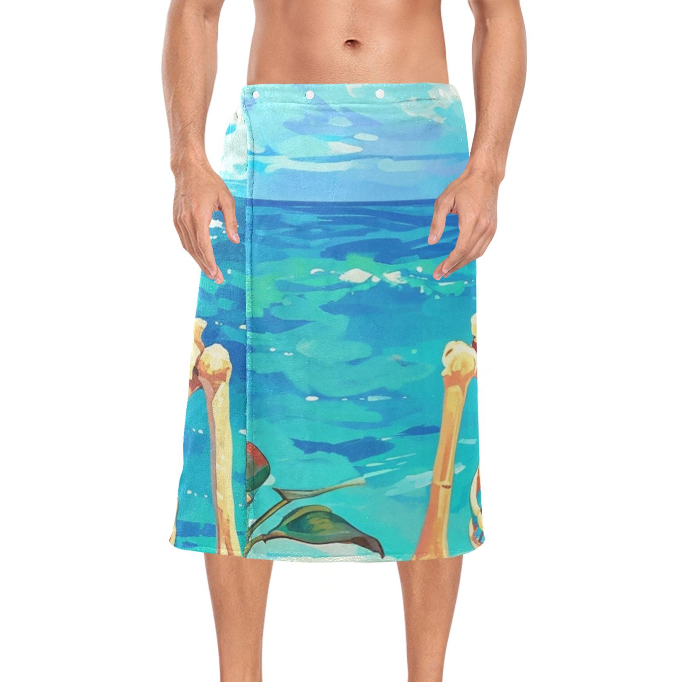 Mens Shower Wrap Adjustable Bath Wrap Towel 60”x28” Body Towels for Gym ...