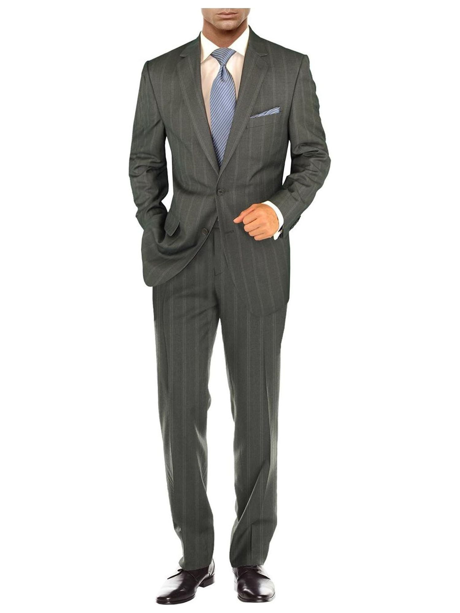 Mens Side Vent 2 Piece Gray Modern Fit Suit Salvatore Exte - Walmart.com