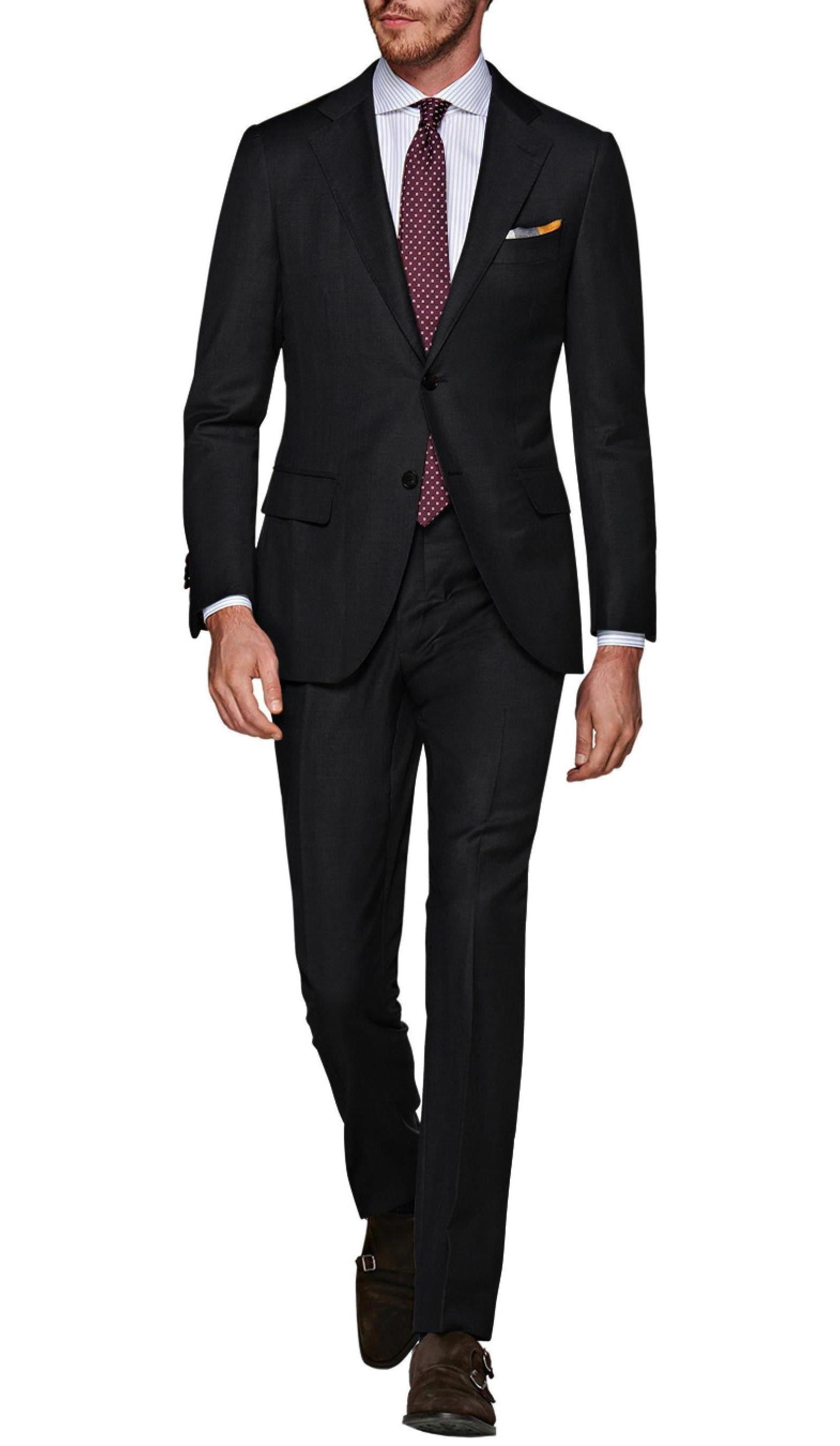 Mens Side Vent 2-piece Black Cotton Modern Fit Suit Luciano - Walmart.com