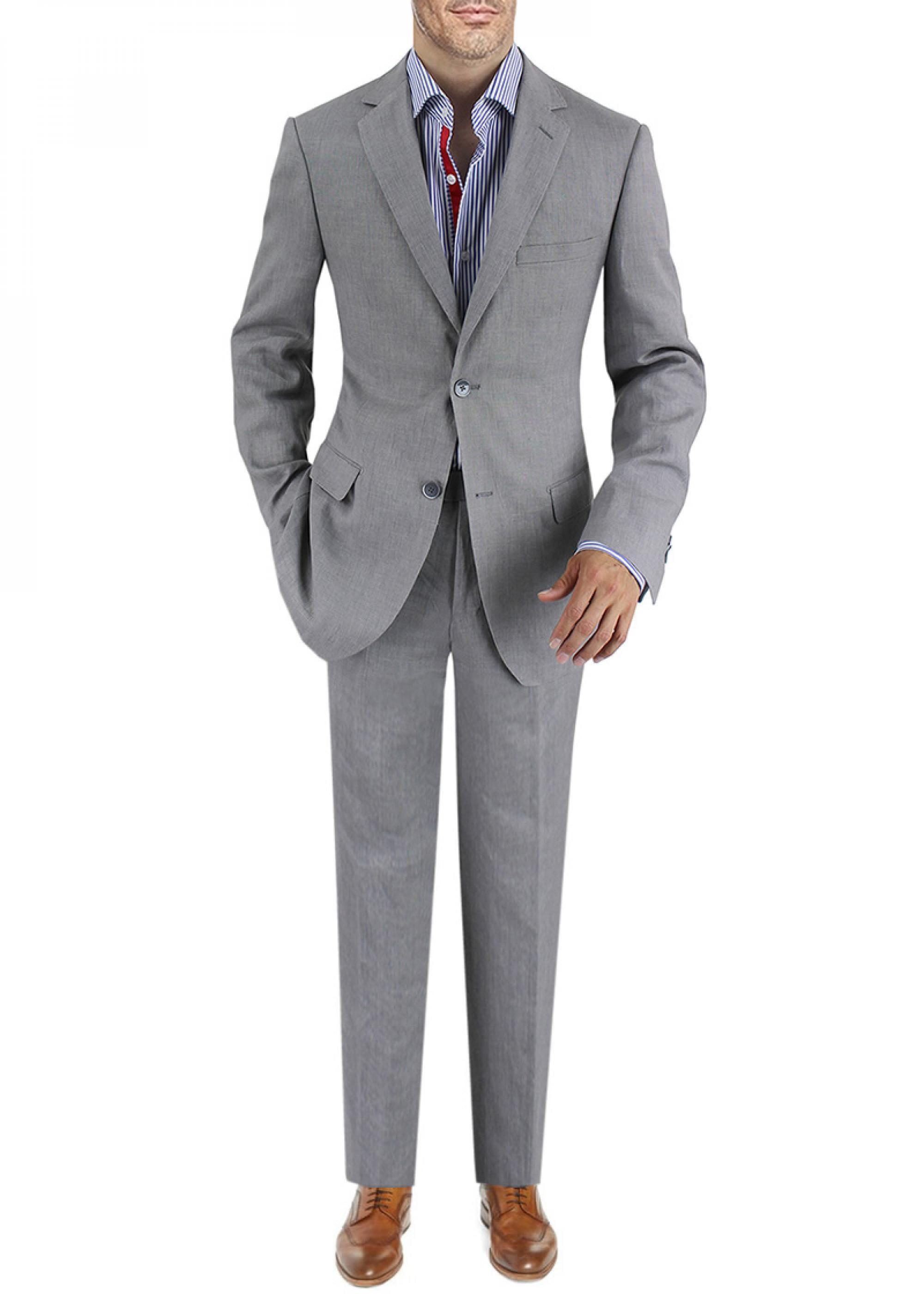 Mens Side Vent 2-piece Gray Linen Modern Fit Suit DTI DARYA - Walmart.com