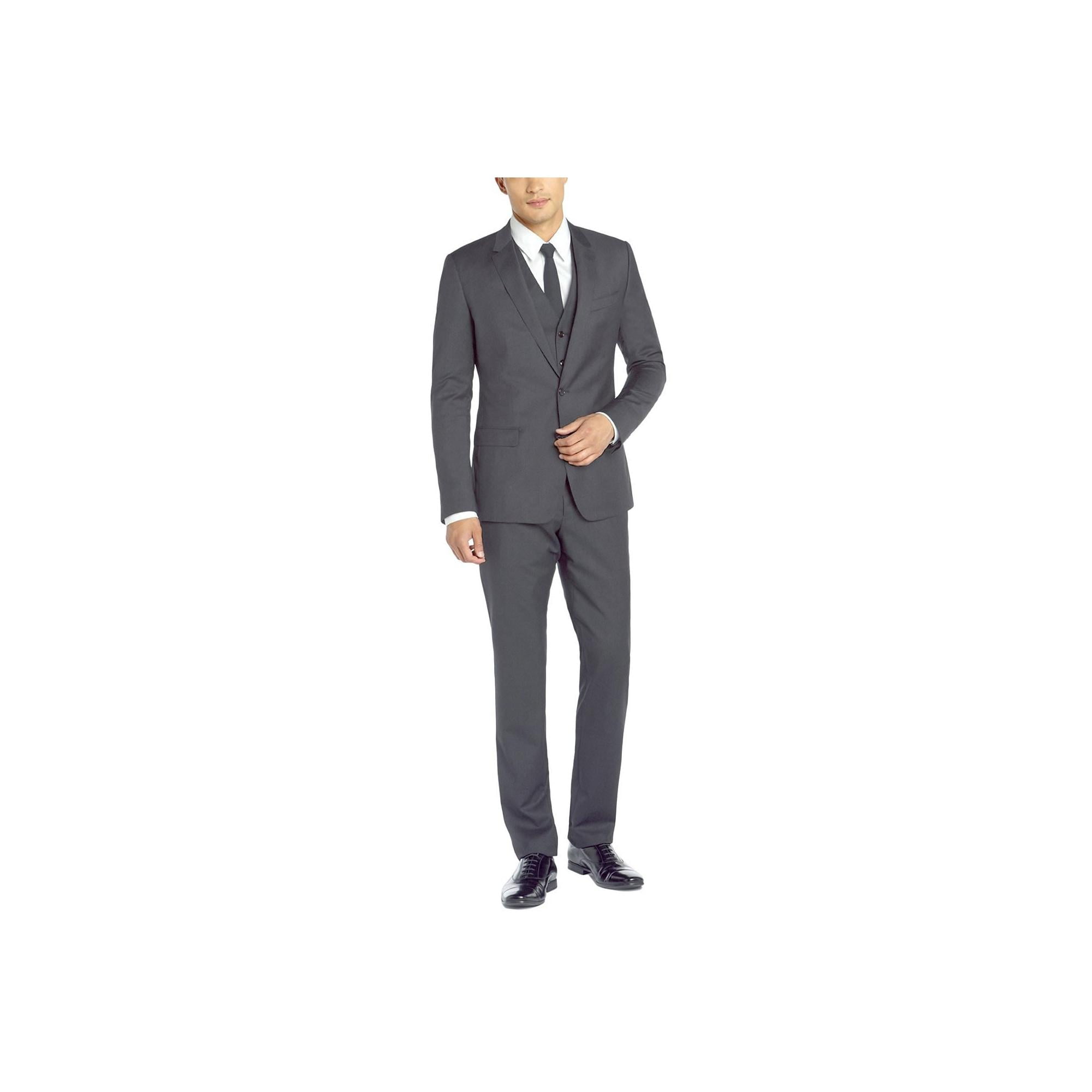 Mens Side Vent 3-piece Charcoal Wool Modern Fit Suit DTI - Walmart.com