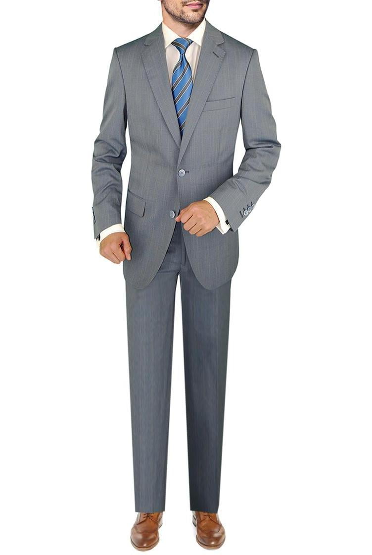 Mens Side-vent 3-piece Light Blue Wool Trim Fit Suit DTI - Walmart.com