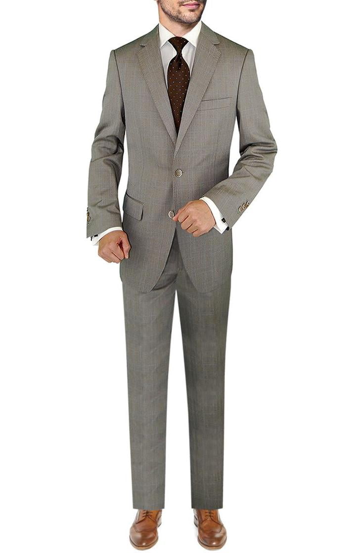 Mens Side-vent 3-piece Light Brown Wool Trim Fit Suit DTI - Walmart.com