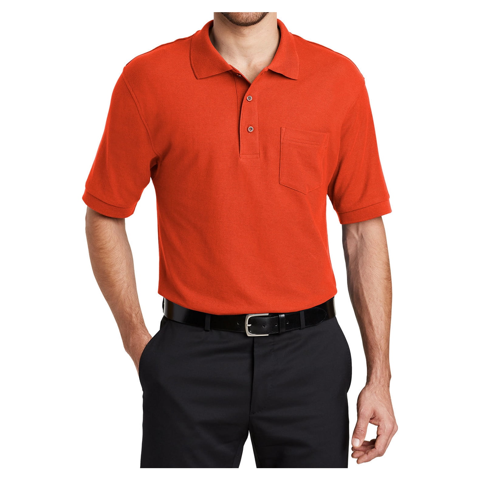 Mens Silk Touch Polyester/Cotton Polo with Pocket Orange 6X-Large ...