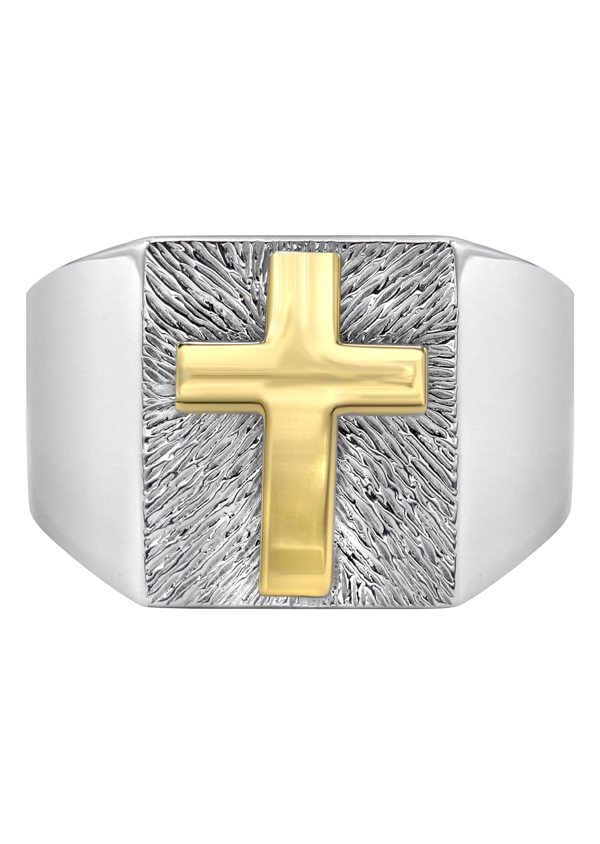 Mens Silver Gold Cross Pinky Ring | Appx 6.8 Grams - Walmart.com
