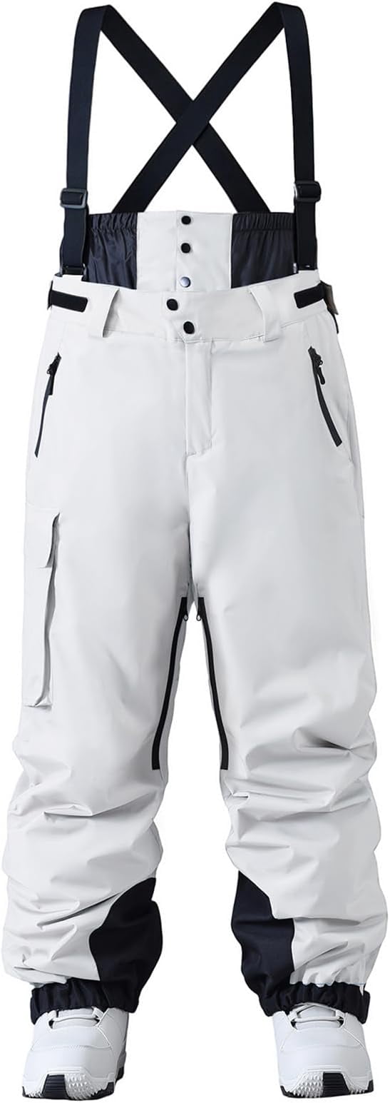 Mens Ski Bibs Pants Baggy Snowboard Overall Insulated Windproof Winter ...