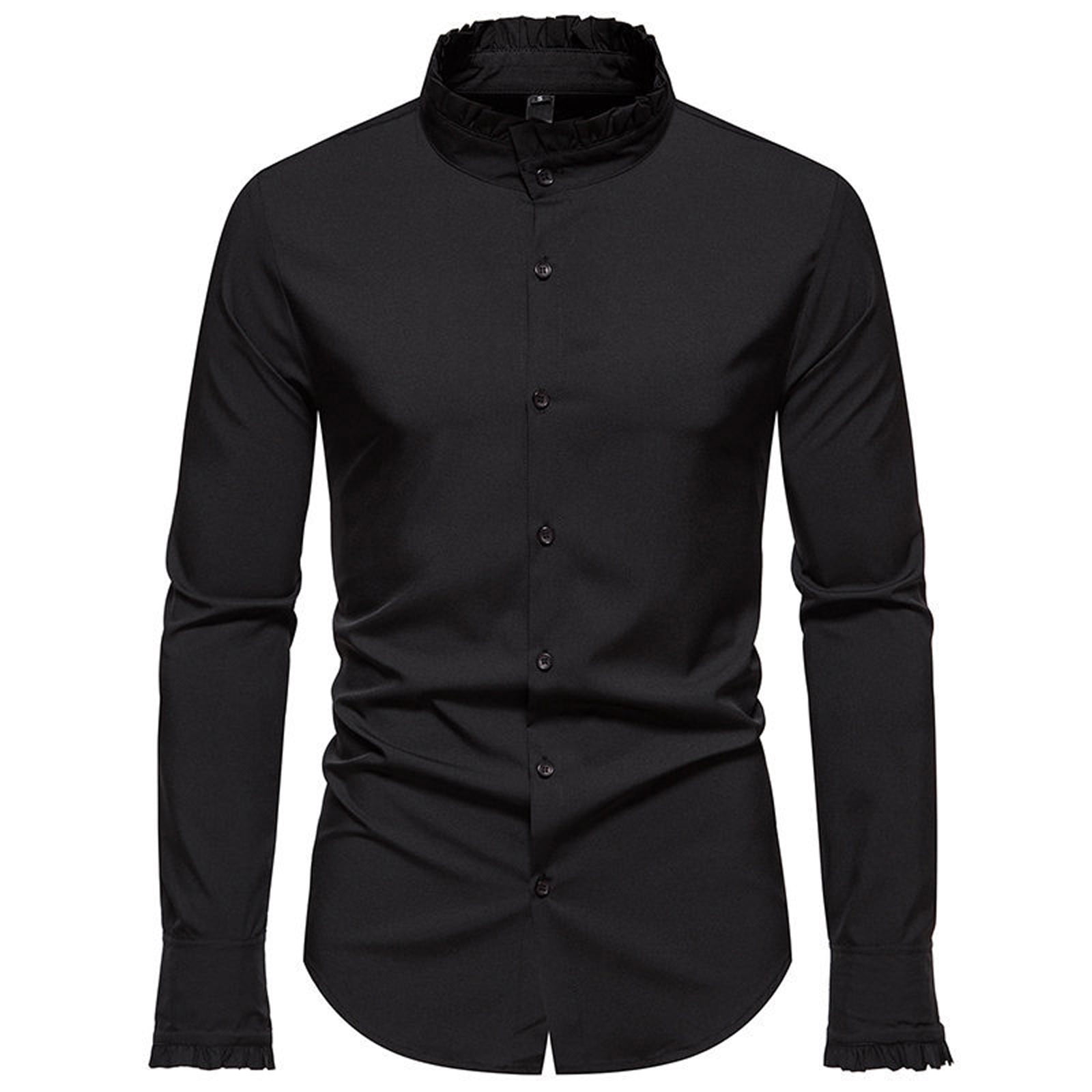 Mens Slim Fit Long Sleeve Tuxedo Dress Shirts Mens Pirate Shirt ...