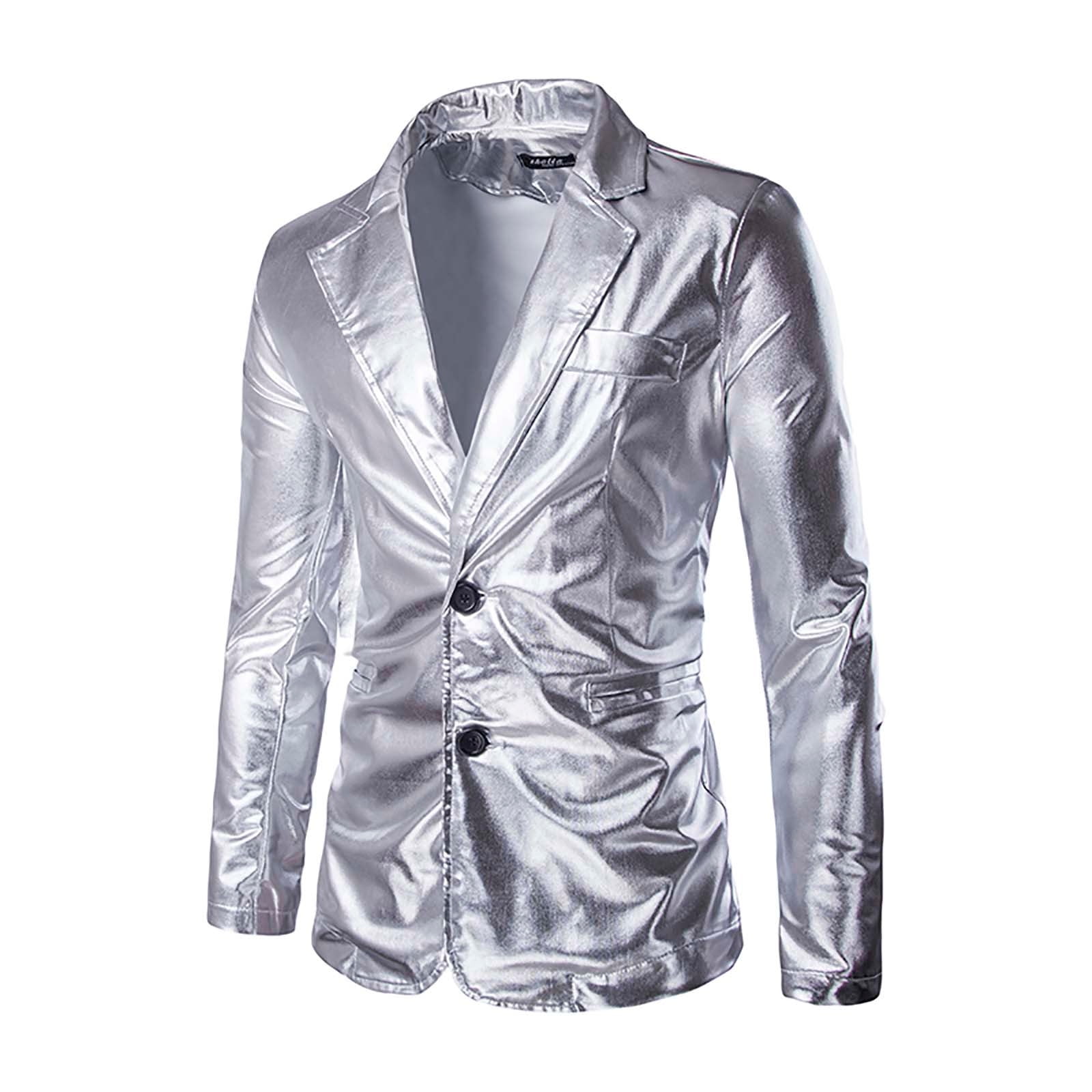 Mens Slim Fit One Button Blazer Jacket Sequin Party Wedding Club Suit ...