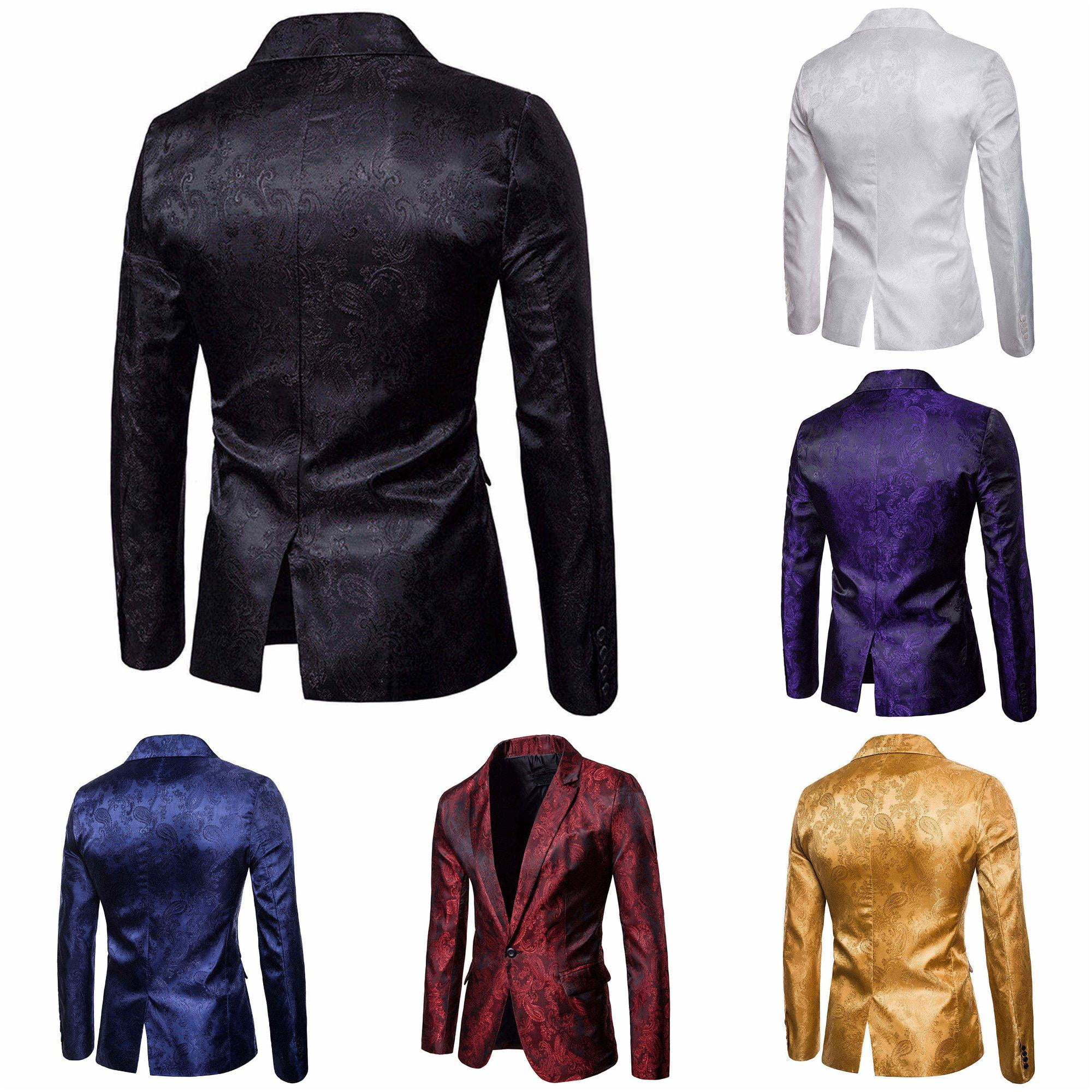 Mens Slim Fit Suit Jacket, One Button Blazer, Court Style Formal Coat ...