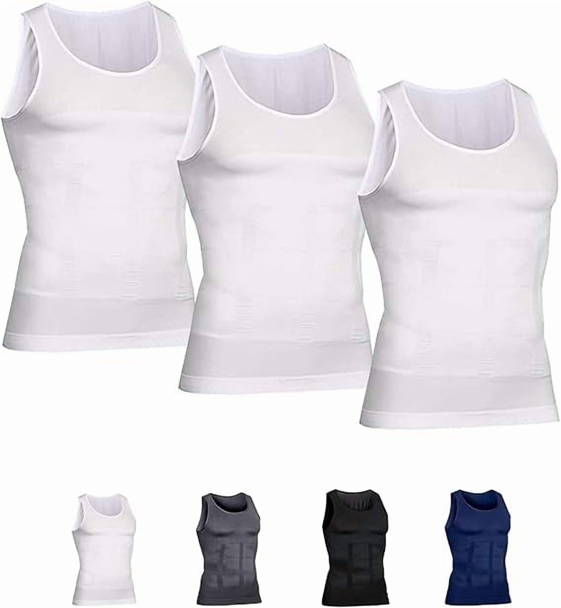 Mens Slimming Body Shaper Vest Compression Tank Tops Shirts Workout Abs ...
