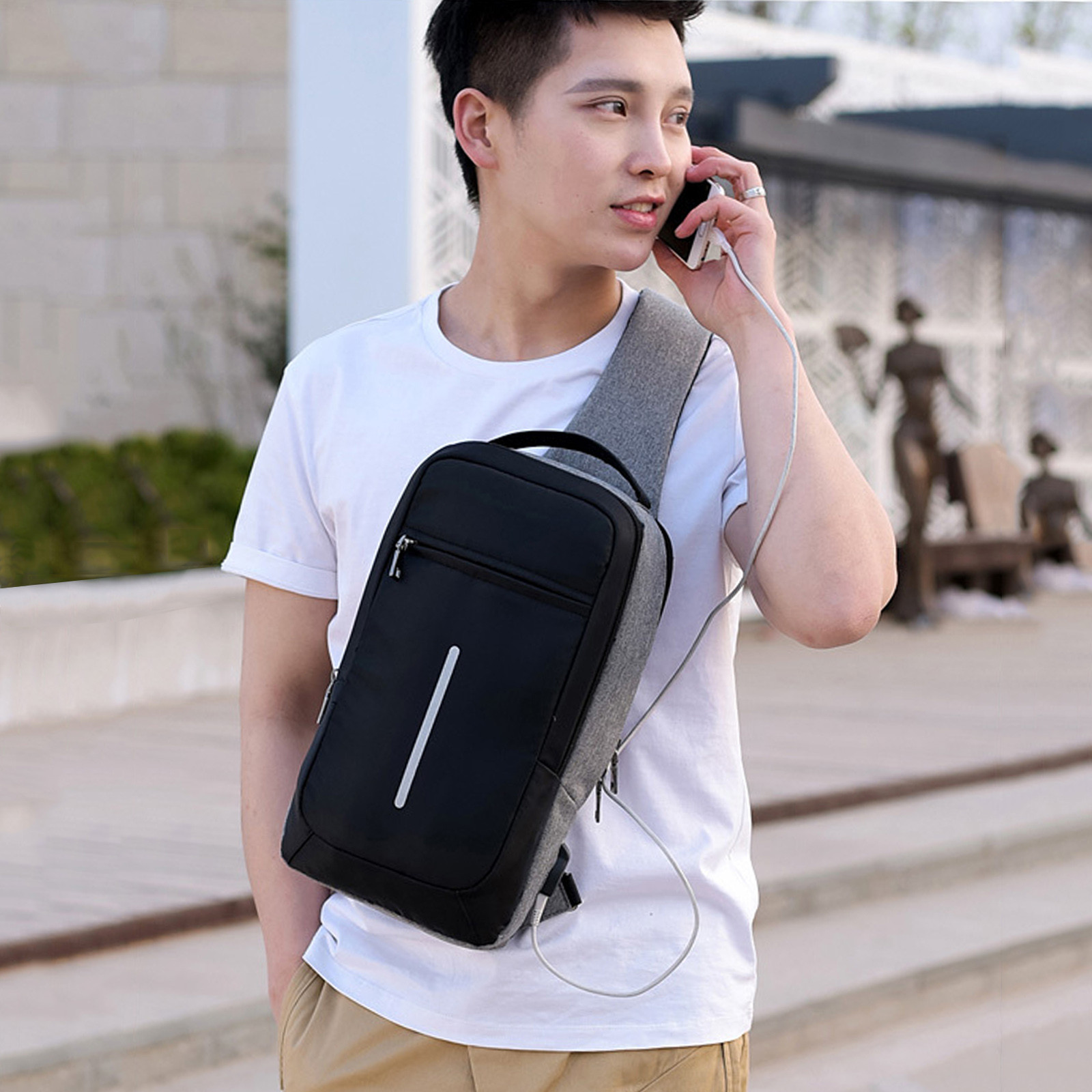 Mens Sling Bag,Large Travel Bag,Anti-Theft Daypack Crossbody Sling Backpac,Sling Bag with ...